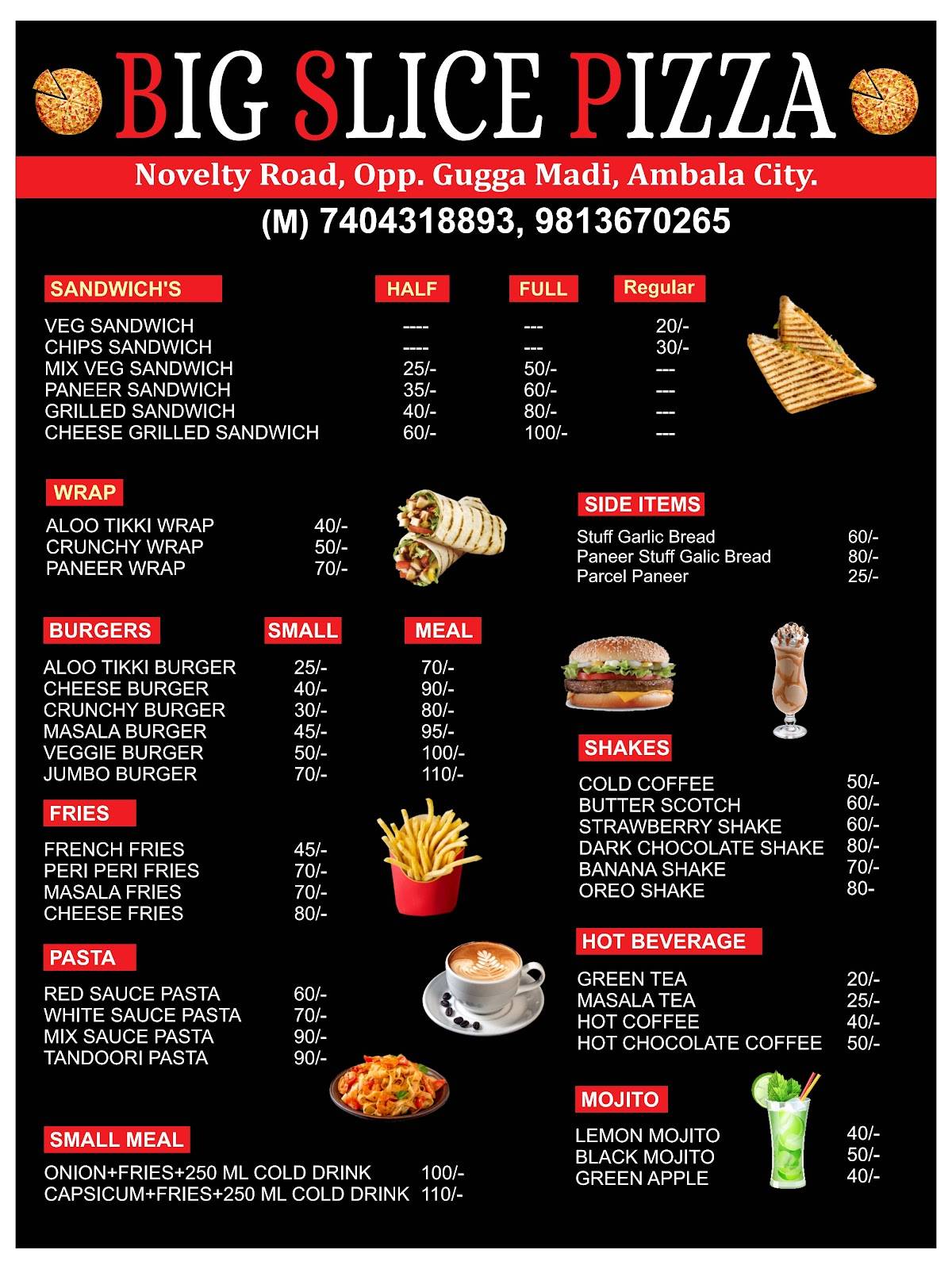 Menu at BIG SLICE PIZZA FAMILY RESTAURANT, Ambala