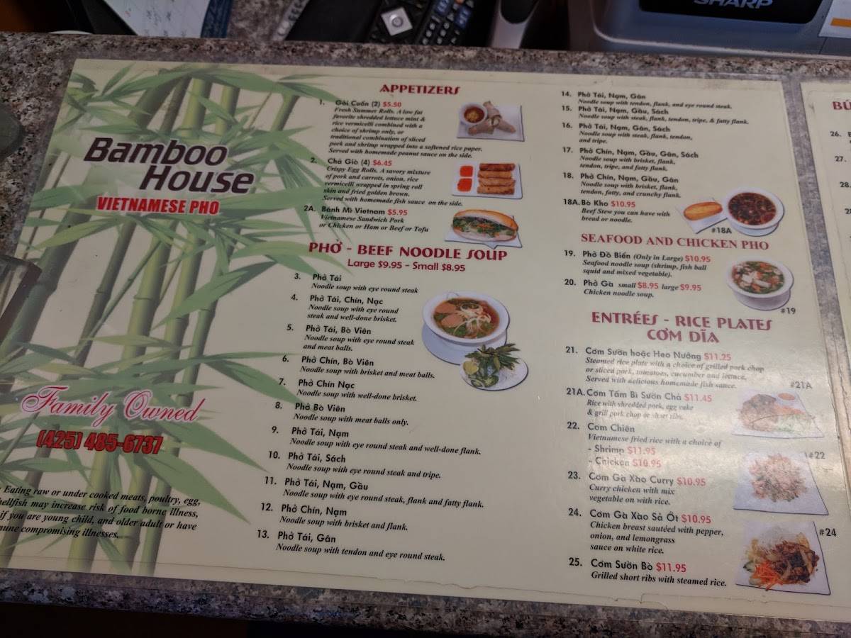 Menu at Bamboo House Restaurant, Bothell