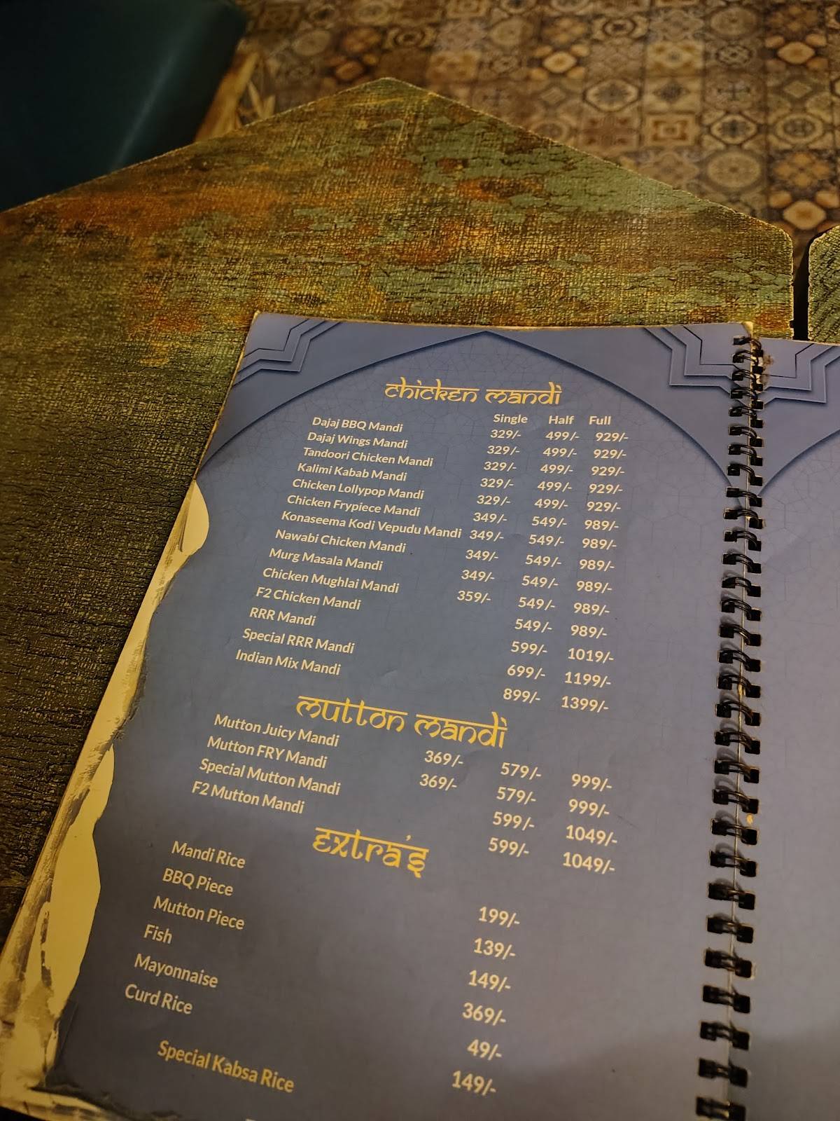 Menu at Barkas Arabian kitchens, Kakinada
