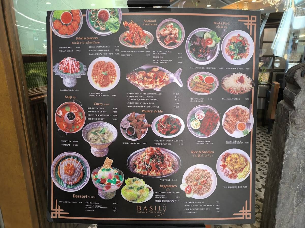 Menu at Basil - Podium restaurant, Mandaluyong
