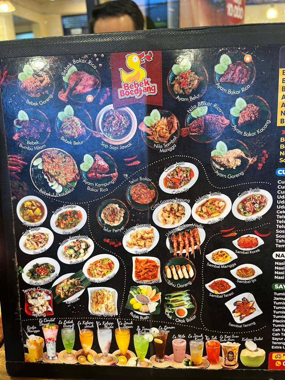 Carta del restaurante Bebek Boedjang Merdeka, Pontianak
