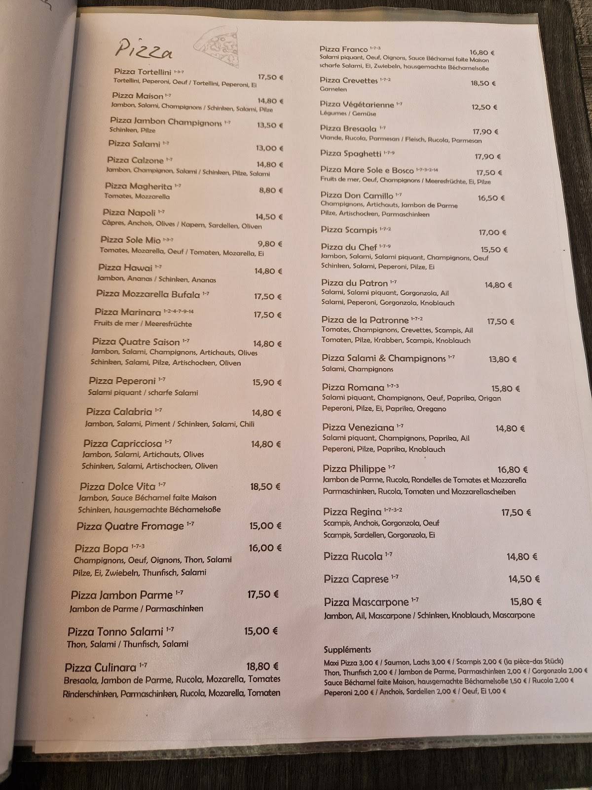 Speisekarte von Restaurant Bella Calabria Sàrl, Mertert