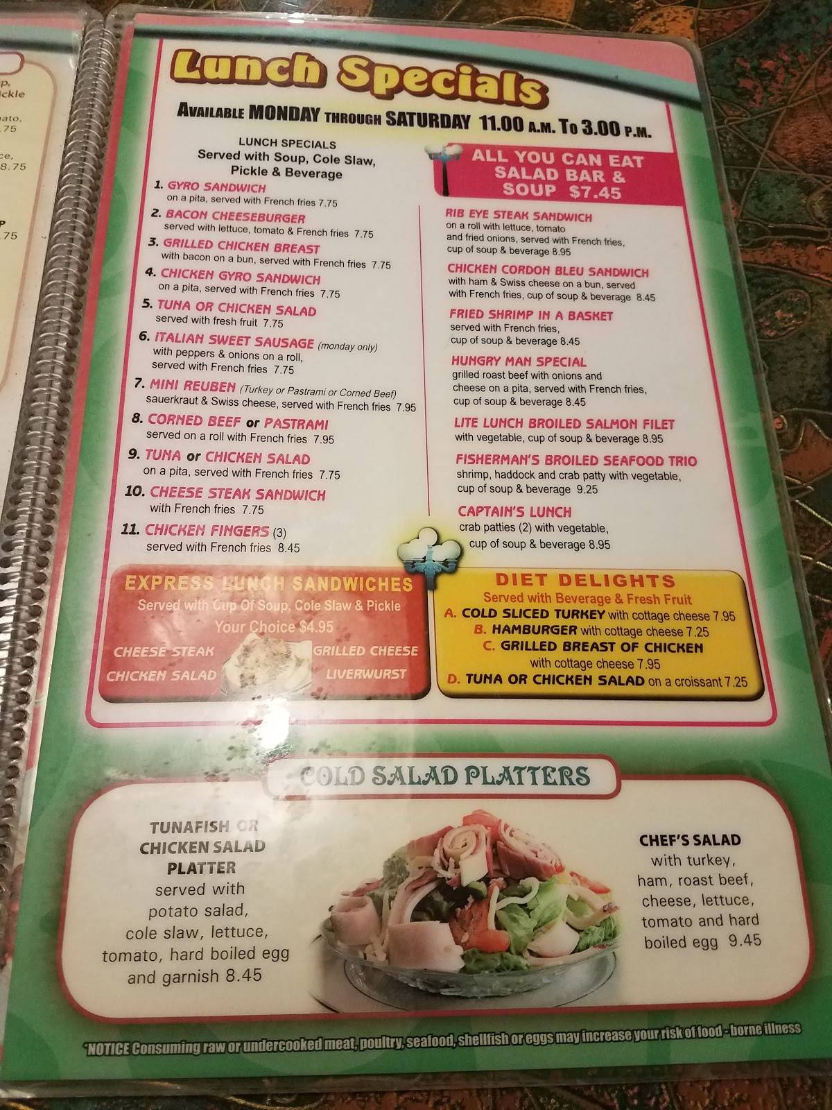 Menu at Bethlehem Diner restaurant, Allentown