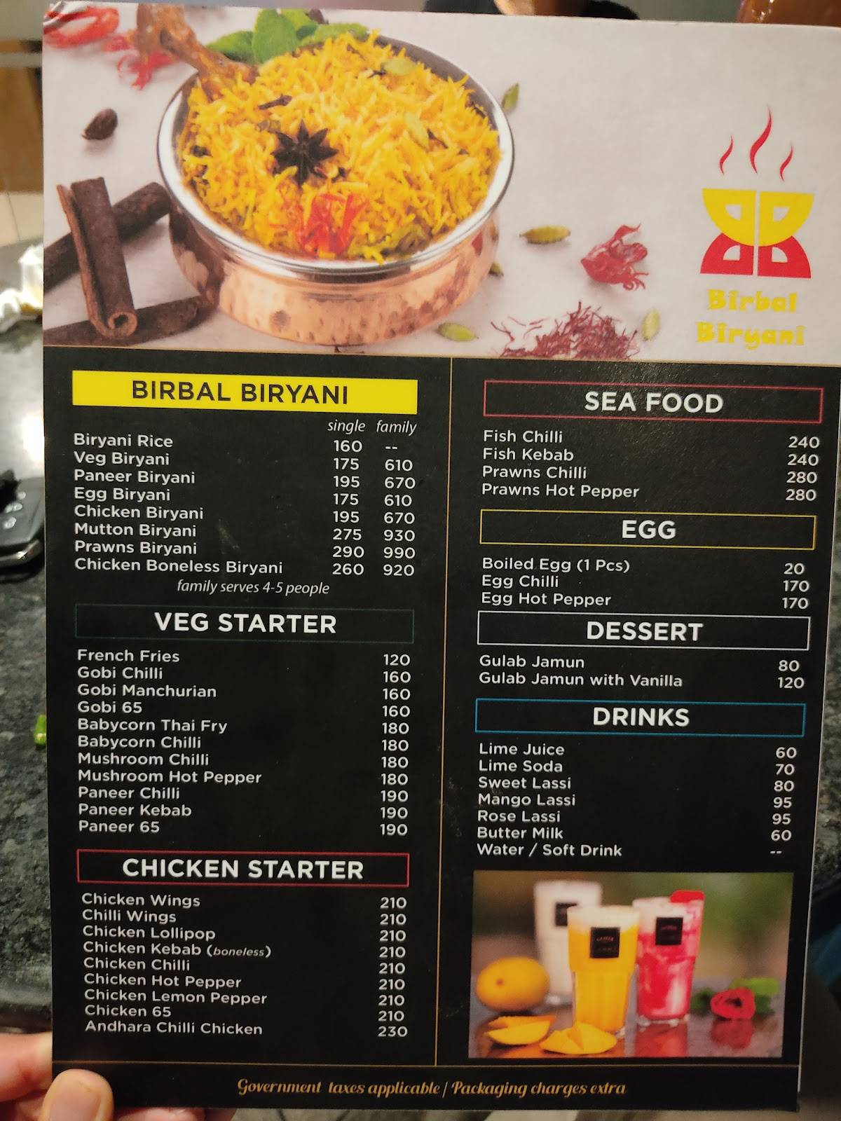 Menu at Birbal Biryani - Sompura, Bengaluru, 53/3
