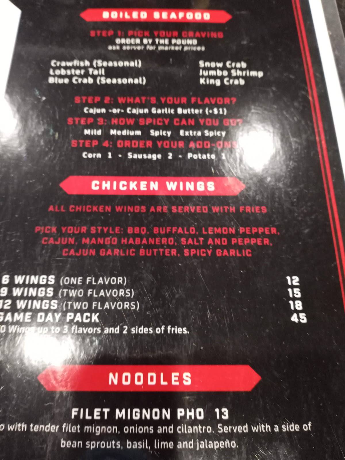 Menu at Black Bayou Seafood & Daiquiri Bar, Baytown