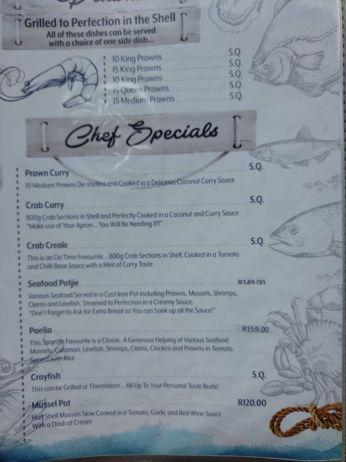 Menu at Blue Marlin Seafood Restaurant, Boksburg, 74 Middle Rd