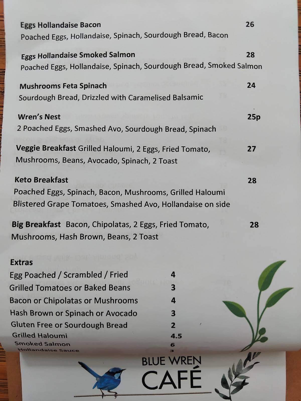 Menu at Blue Wren Cafe Dwellingup, Dwellingup