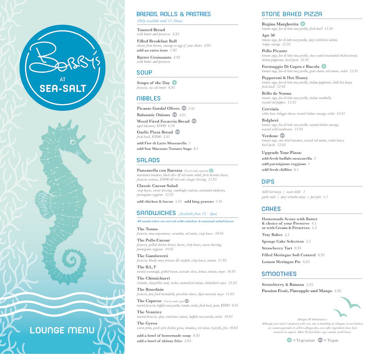 Menu at Sea-Salt restaurant, Falkirk