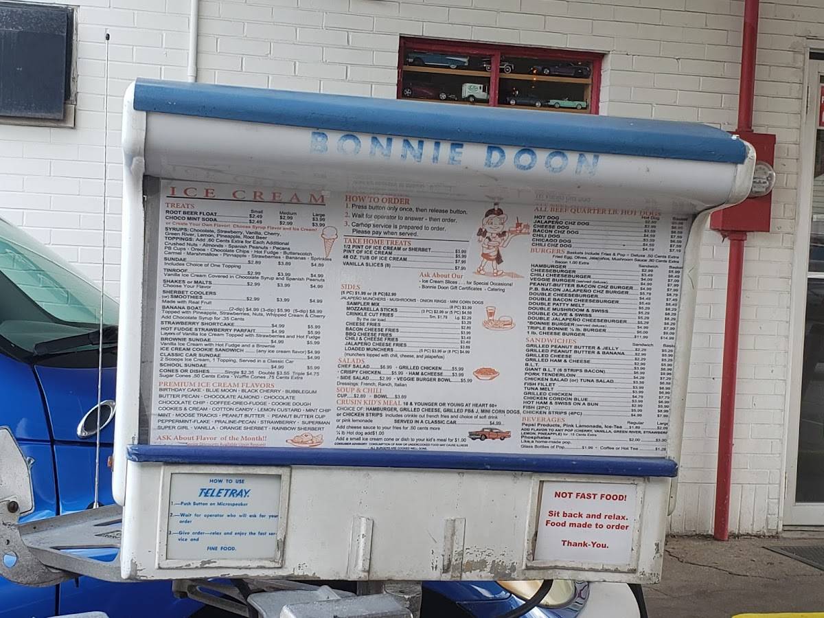 Menu at Bonnie Doon Drive-In restaurant, Mishawaka