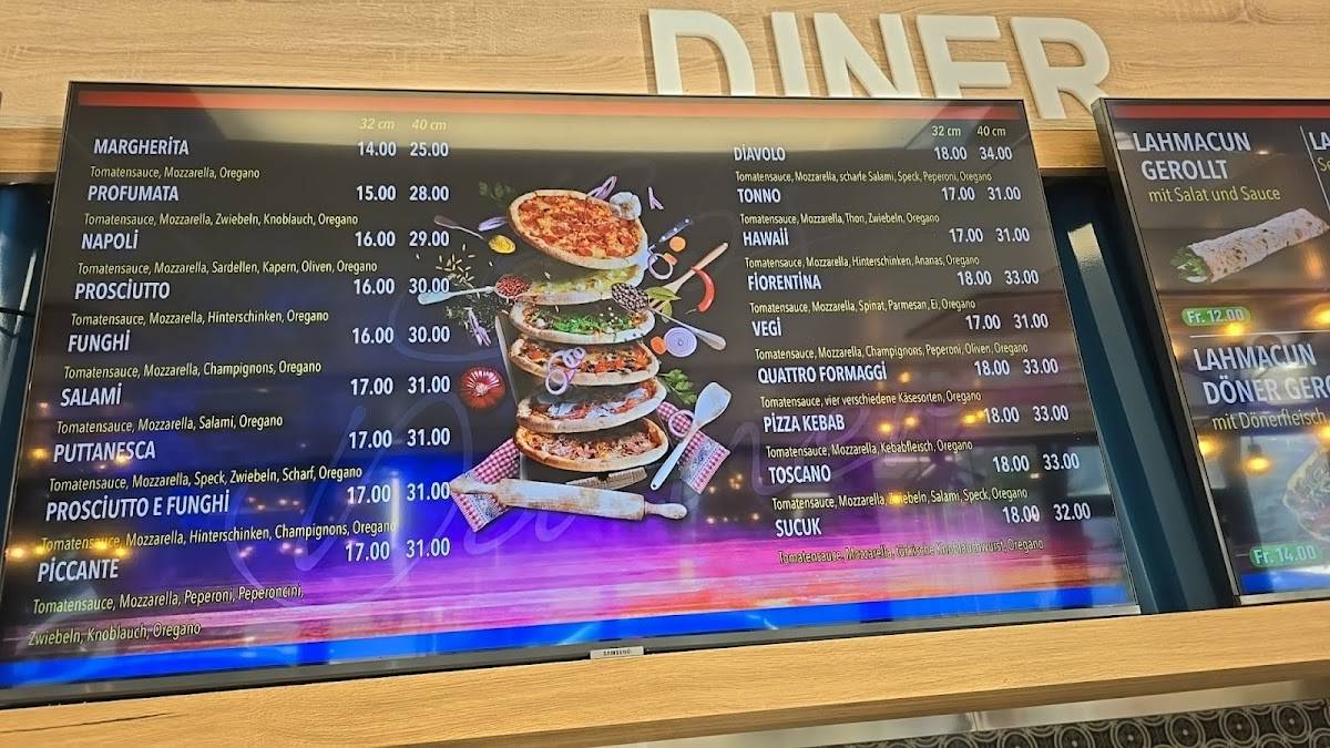 Menu at Bos Diner, Kappel