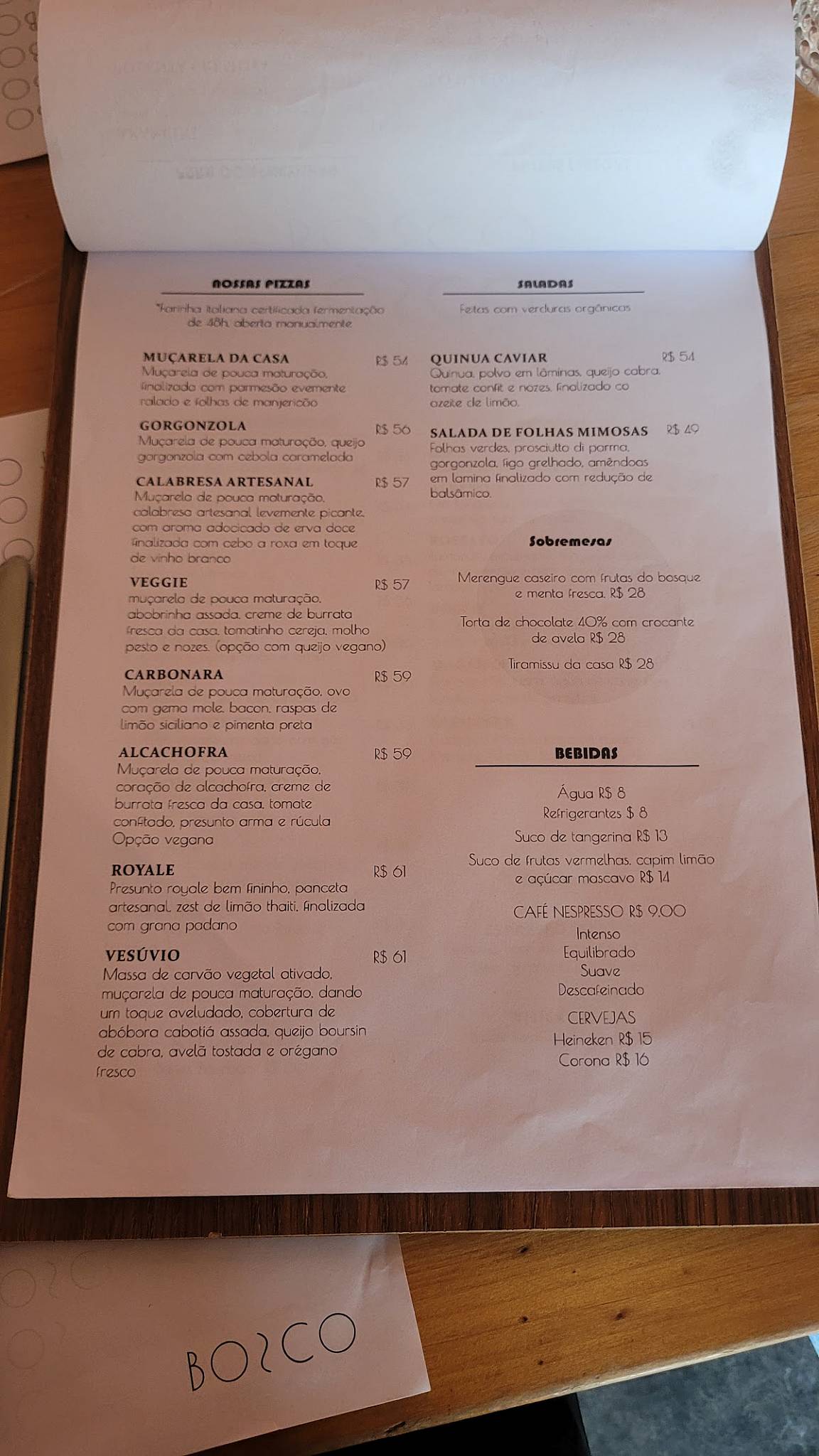 Menu em Bosco Restaurante, São Paulo