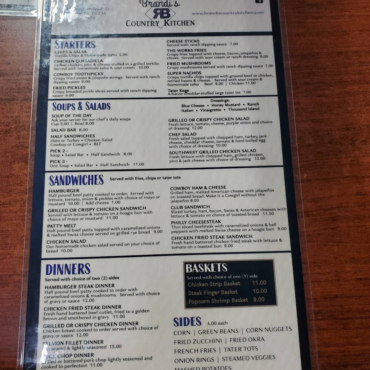 Menu at Brandi's Country Kitchen restaurant, Decatur, 112 W Walnut St