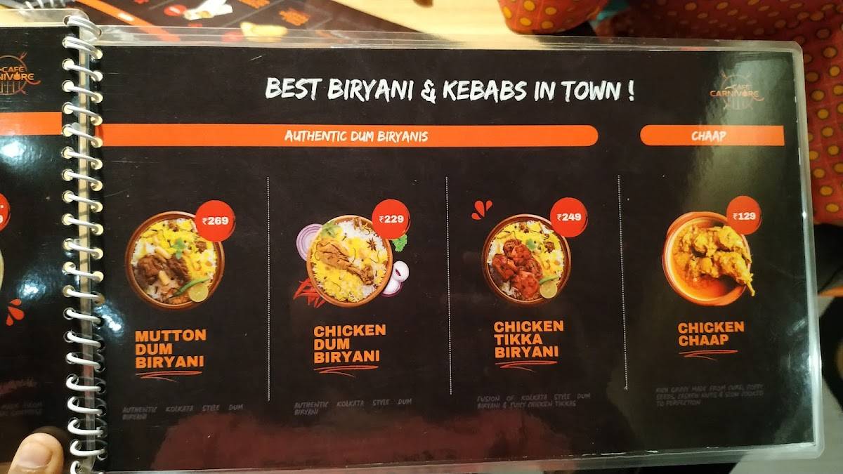 Menu at Cafe Carnivore, Bardhaman