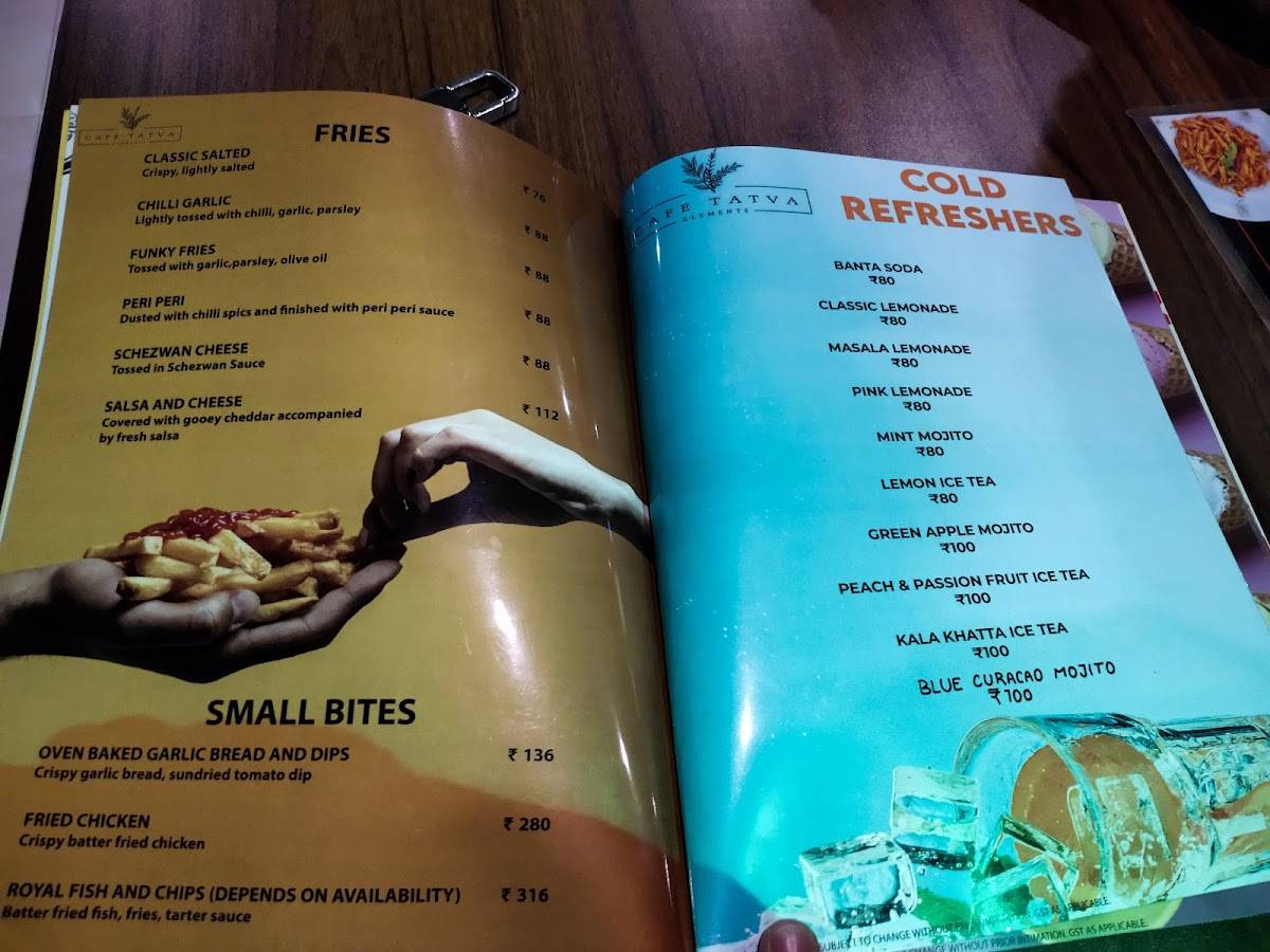 Menu at Cafe Tatva Berhampur, Brahmapur