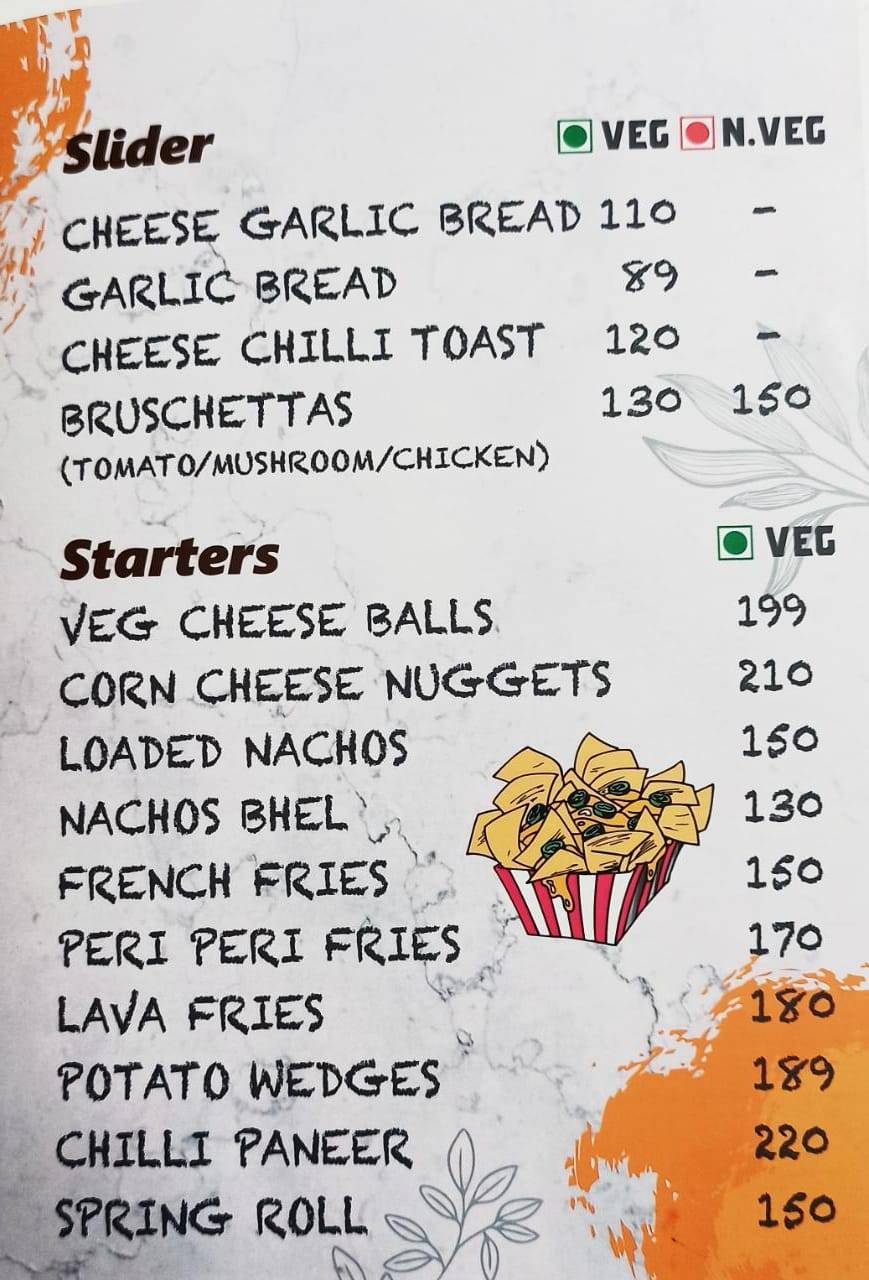 Menu at Cafe Vee, Dehradun