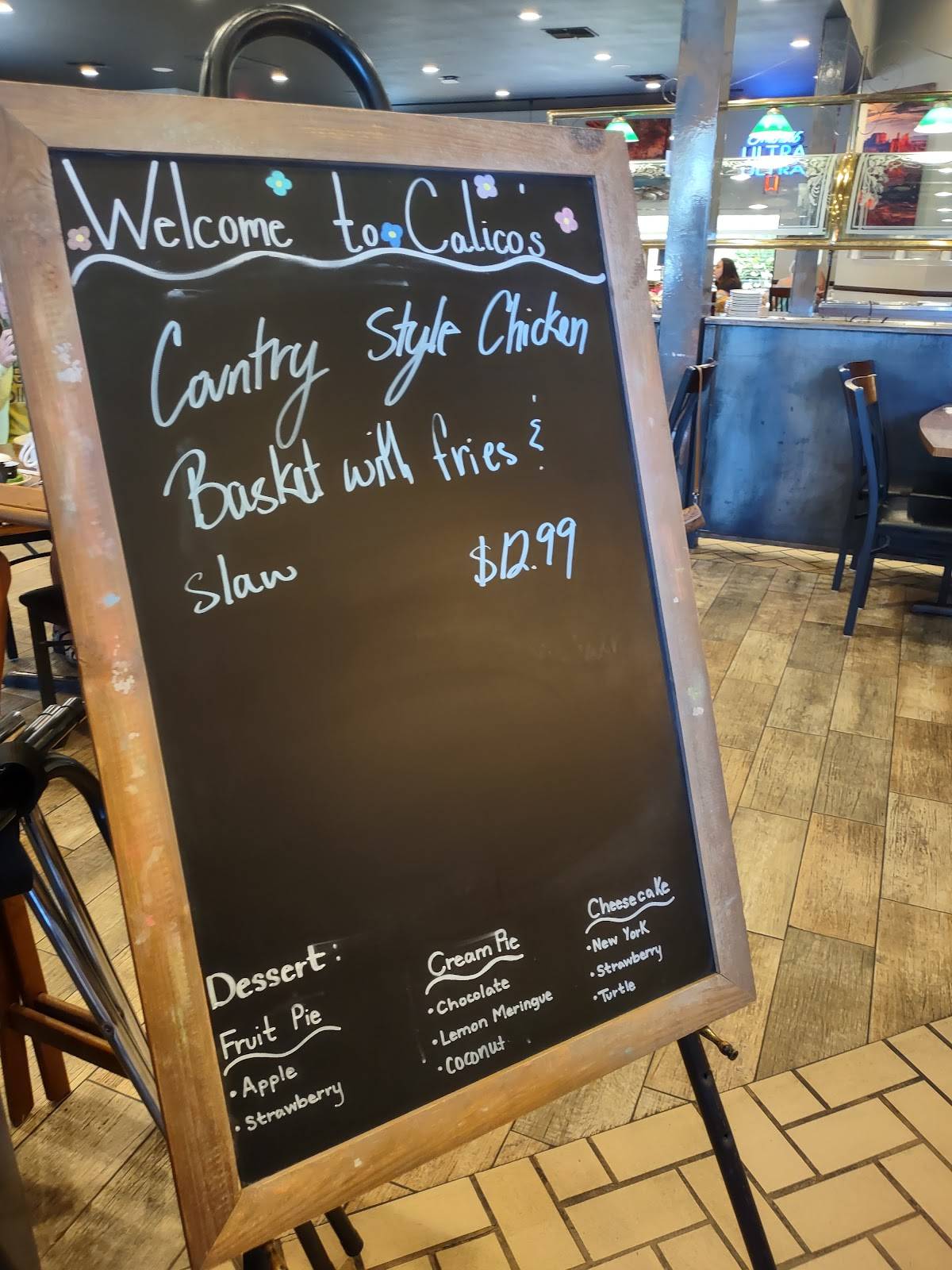 Menu at Calico's restaurant, Kingman, 418 W Beale St