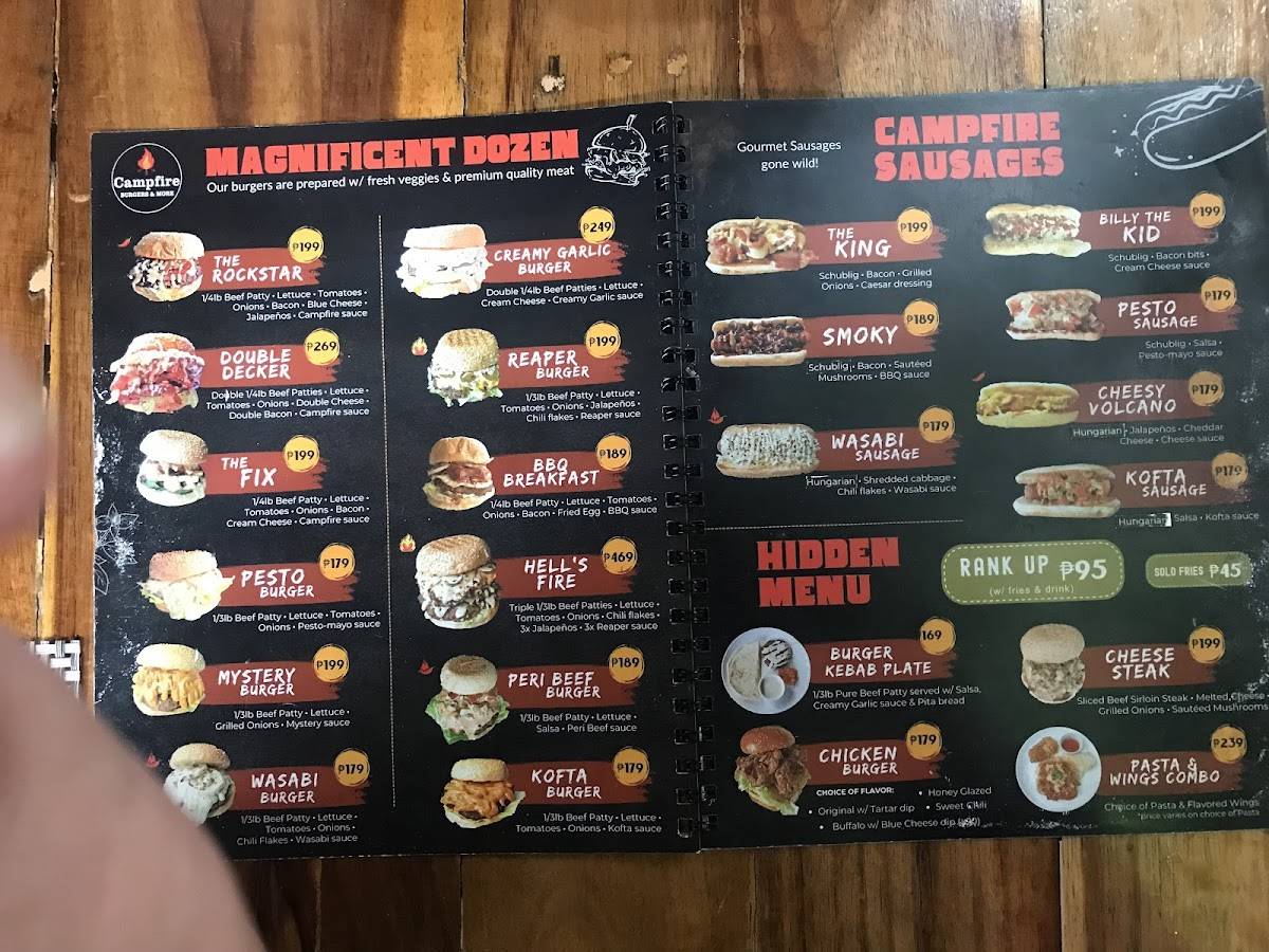 Menu at Campfire Burgers & More - Sct Limbaga restaurant, Quezon City