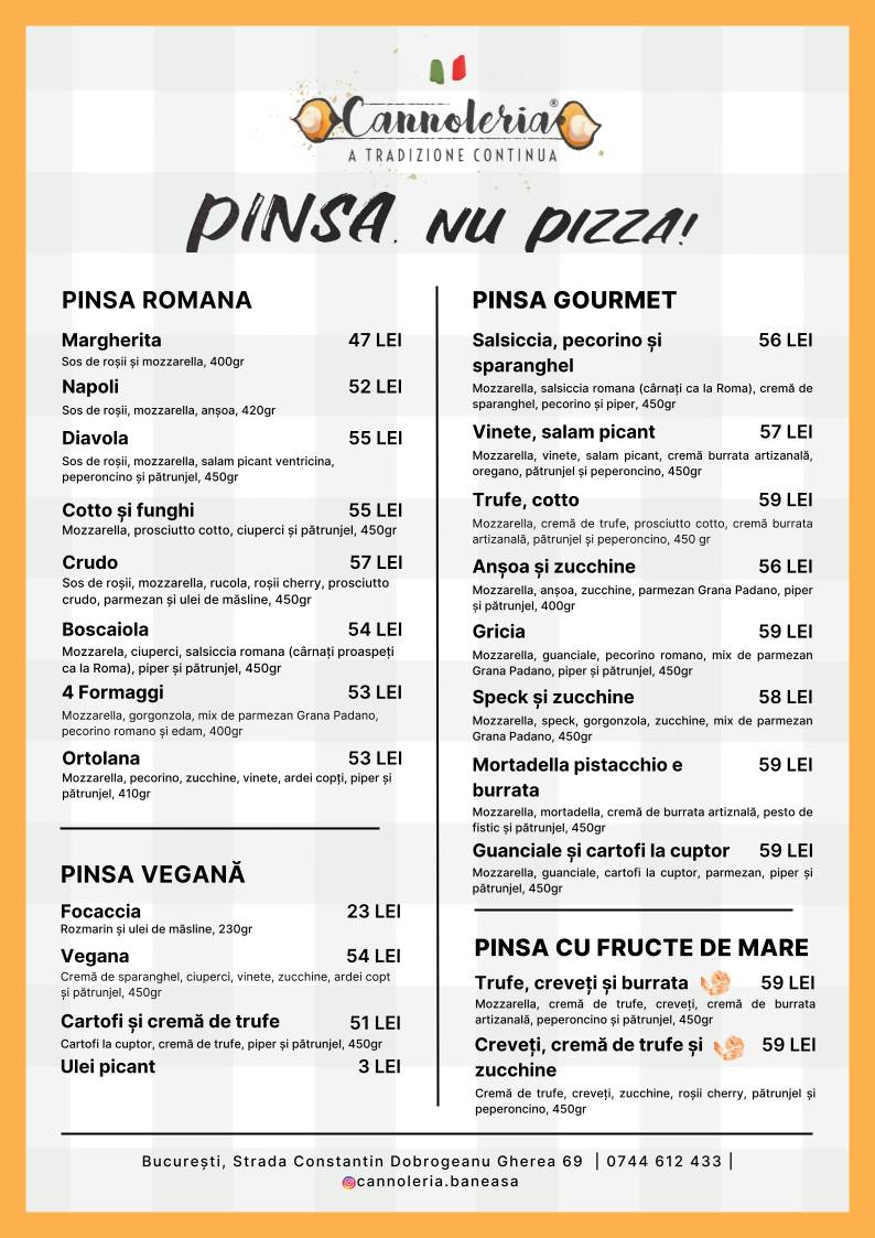 Menu at Cannoleria Baneasa, Bucharest