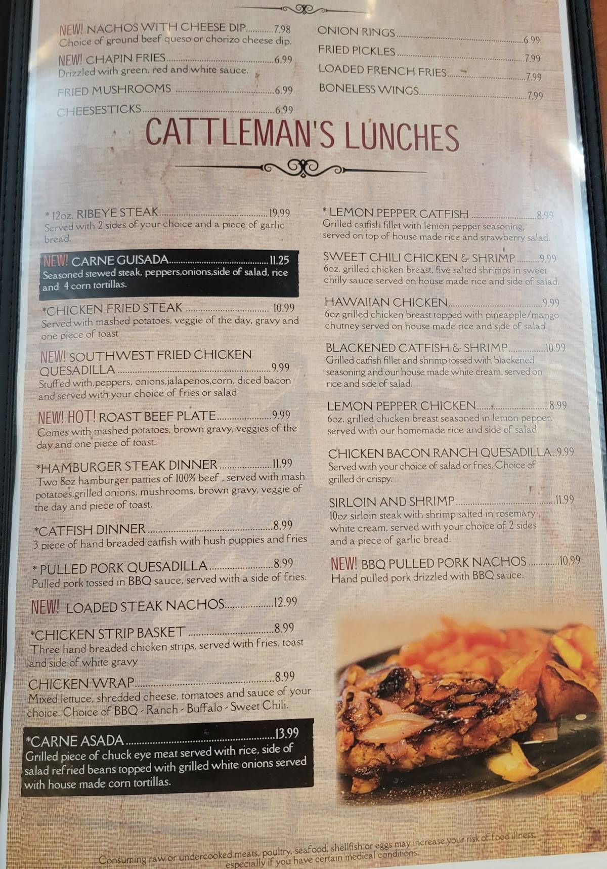 Menu at Cattleman's Family Restaurant, Green Forest