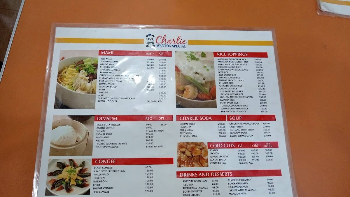 Menu at Charlie Wanton Special restaurant, Mandaluyong