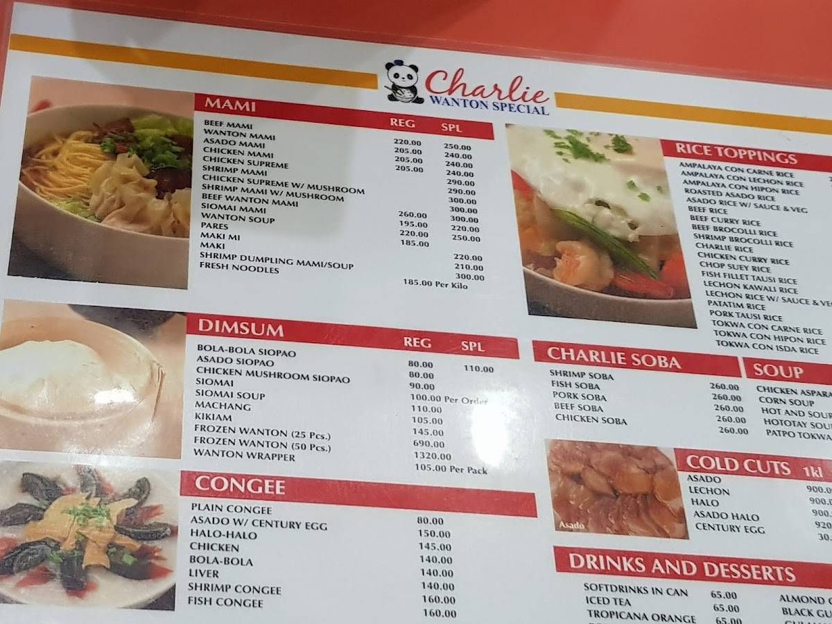 Menu at Charlie Wanton Special restaurant, Mandaluyong