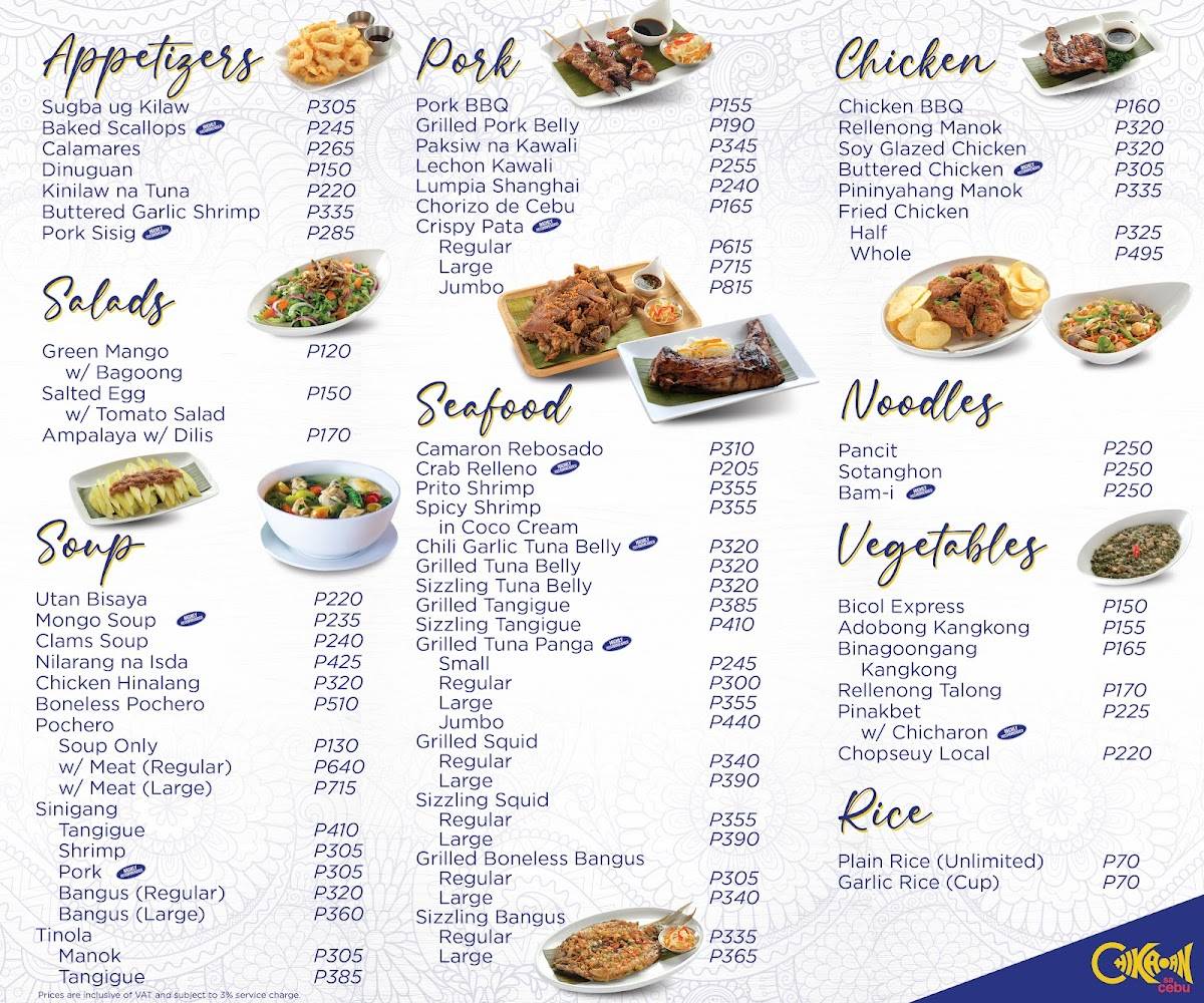Menu at Chika-an Sa Cebu restaurant, Cebu City, 42 Salinas Dr