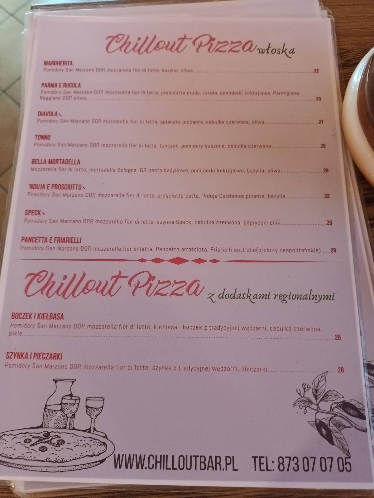 Menu at Chillout Bar, Augustow