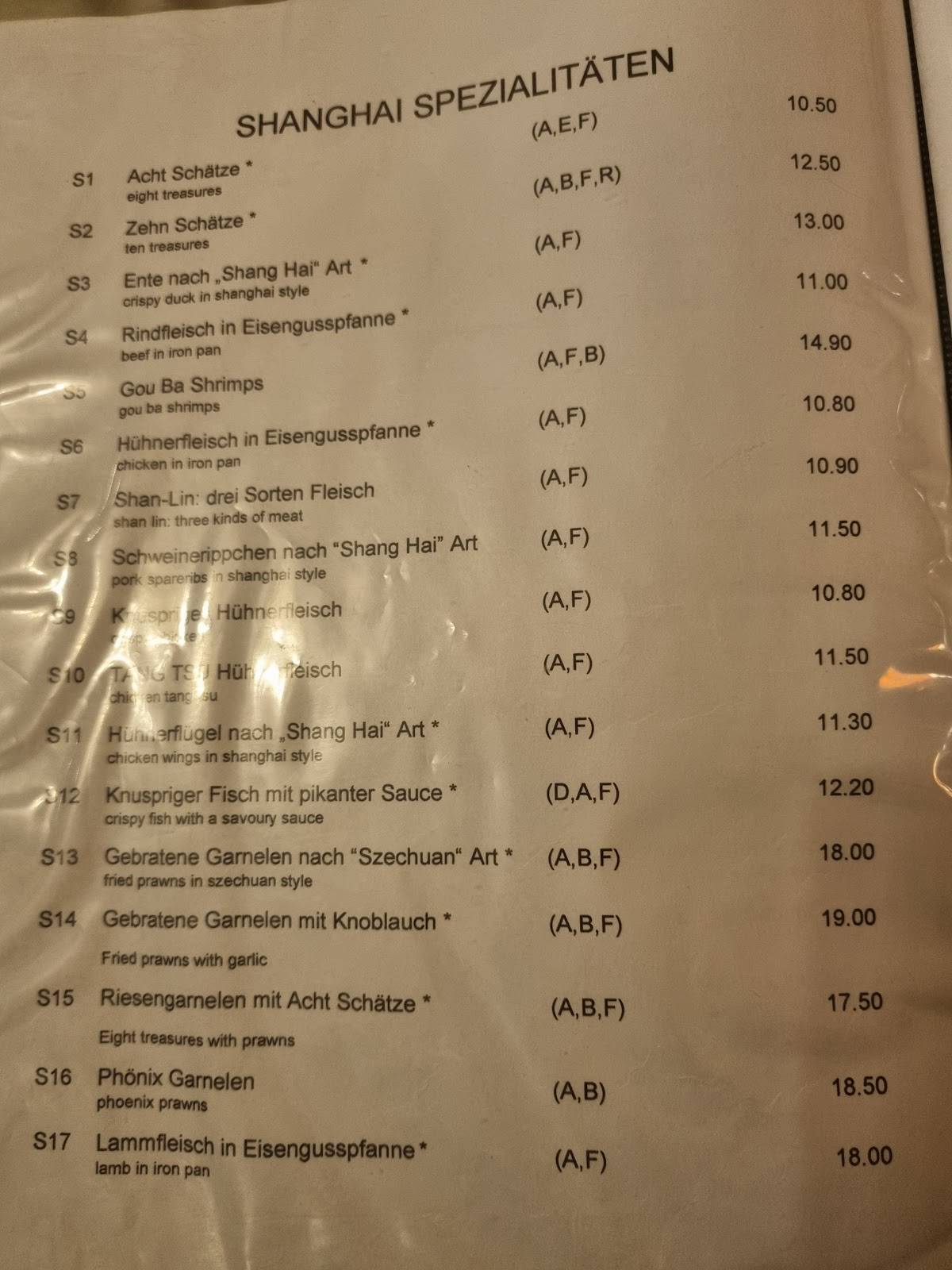 Menu at China-Restaurant Shang-Hai, Reutte
