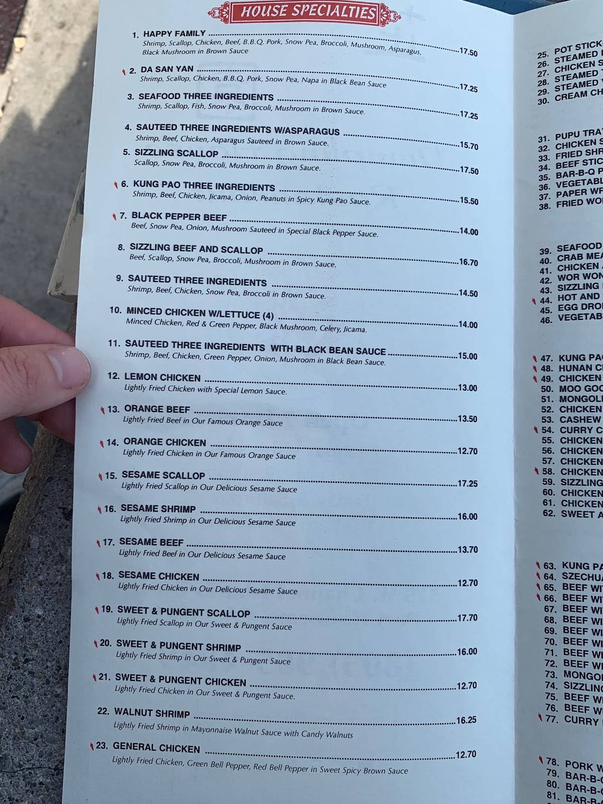 Menu at Chinese Dumpling House restaurant, Port Hueneme