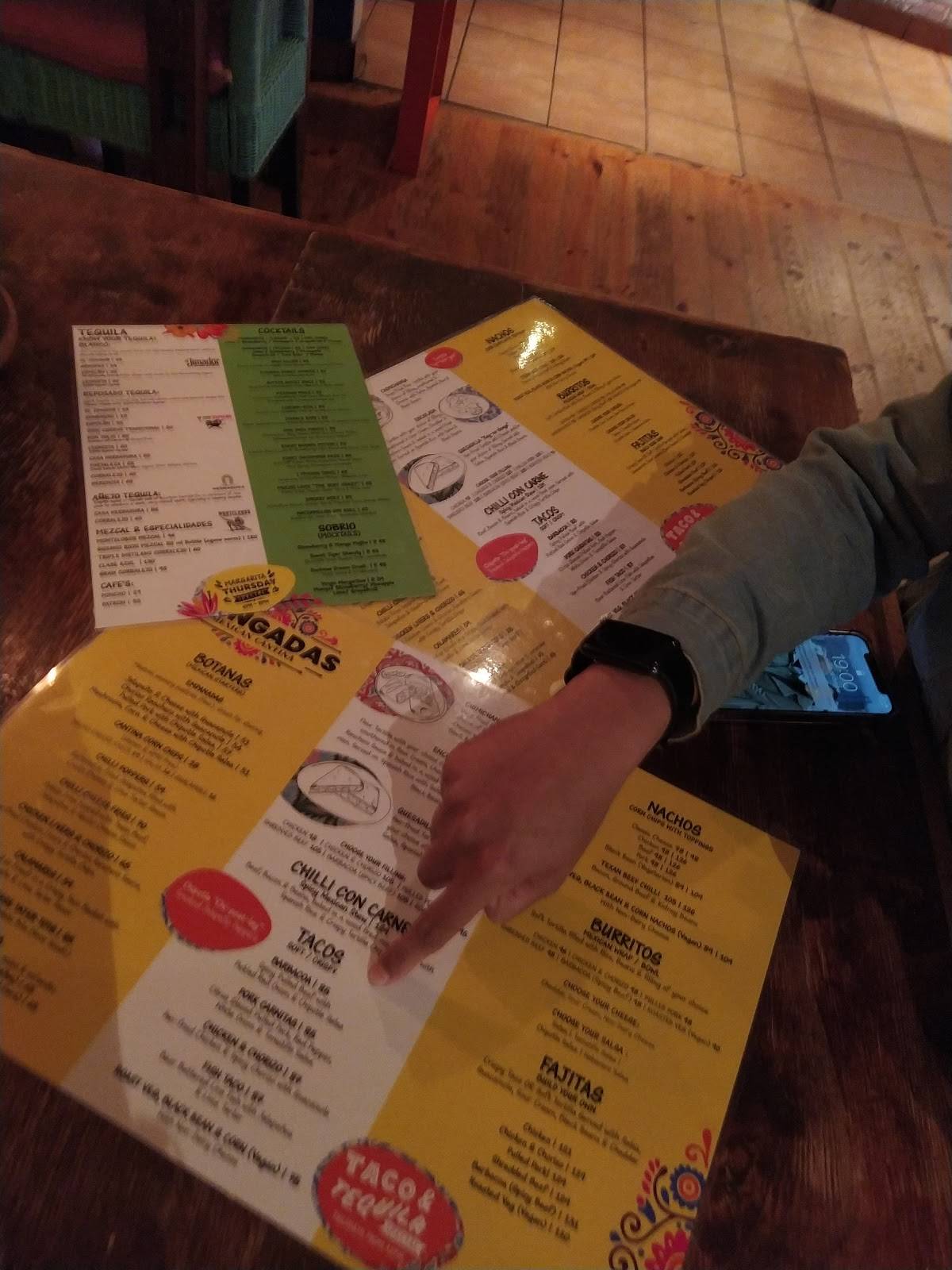 Menu at Chingada's Mexican Cantina restaurant, Port Elizabeth
