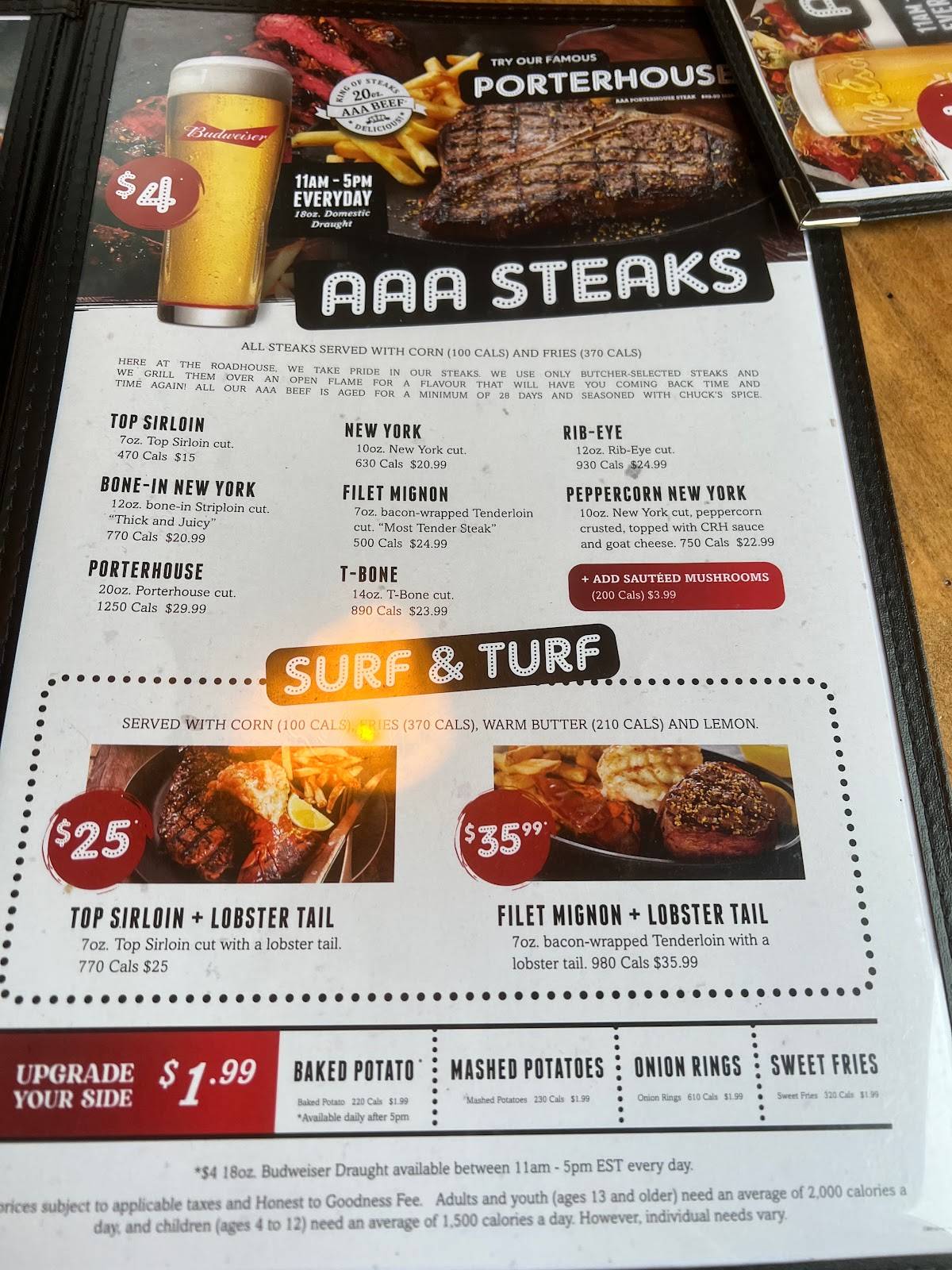 Menu at Chuck's Roadhouse Bar & Grill, London, 310 Clarke Rd