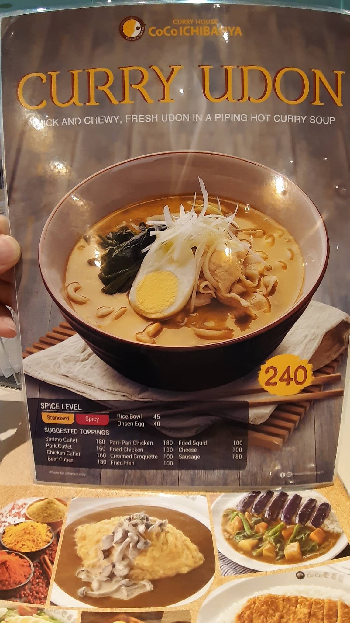 Menu at Coco Ichibanya restaurant, Manila, HXGM+2RC