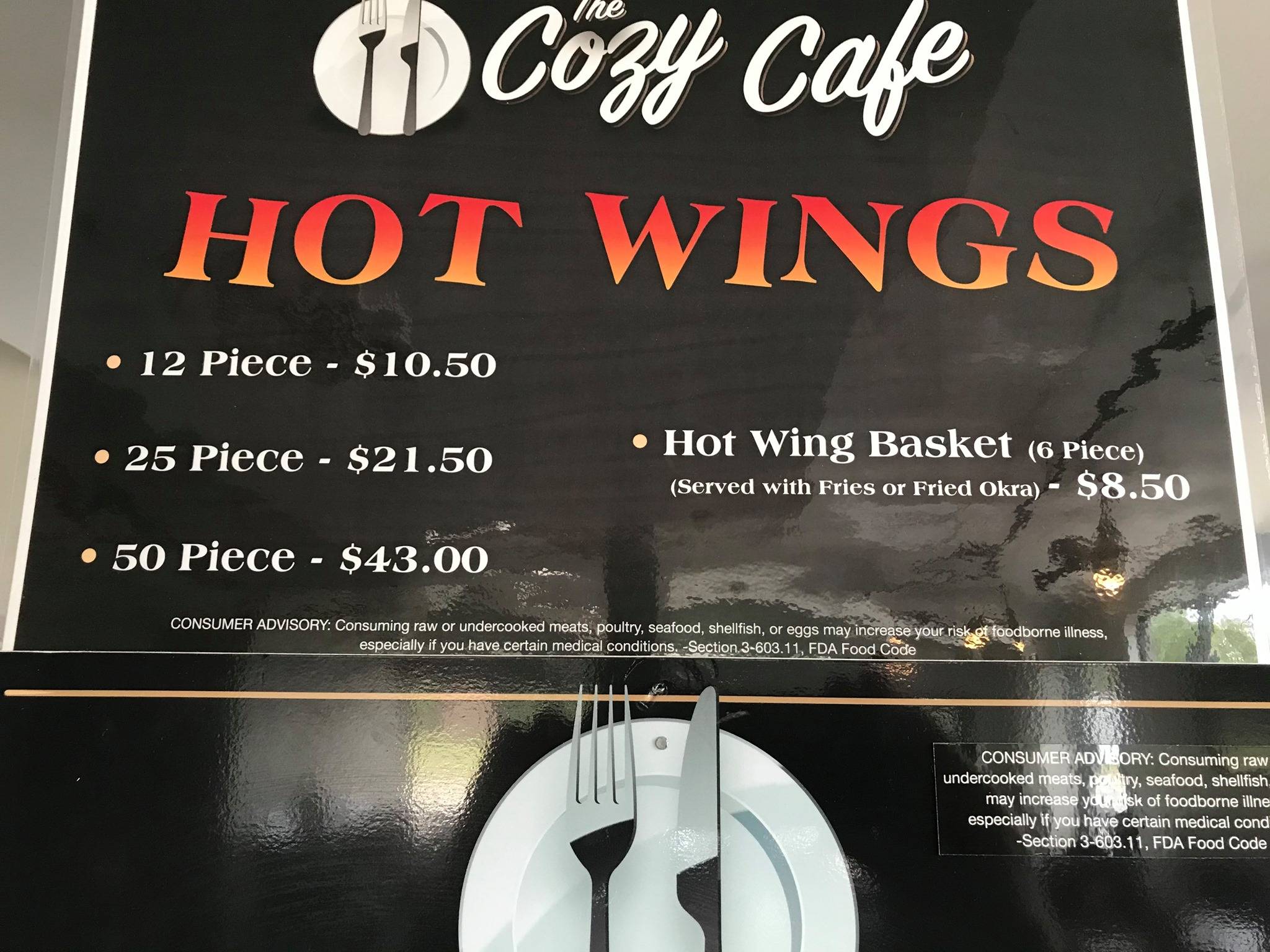 Menu at Cozy Cafe, Port Saint Joe