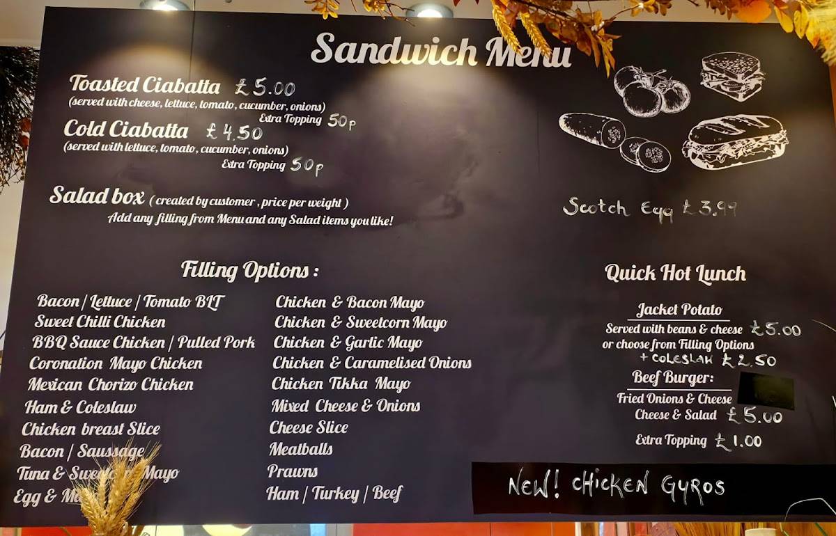 Menu at DD'S BAKERY AND SANDWICH BAR, Dolgellau