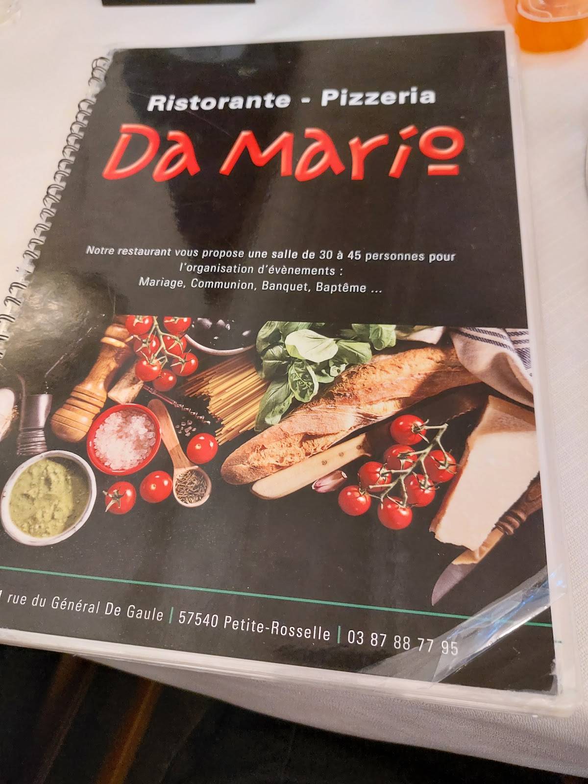 Menu au Restaurant Da Mario, Petite-Rosselle