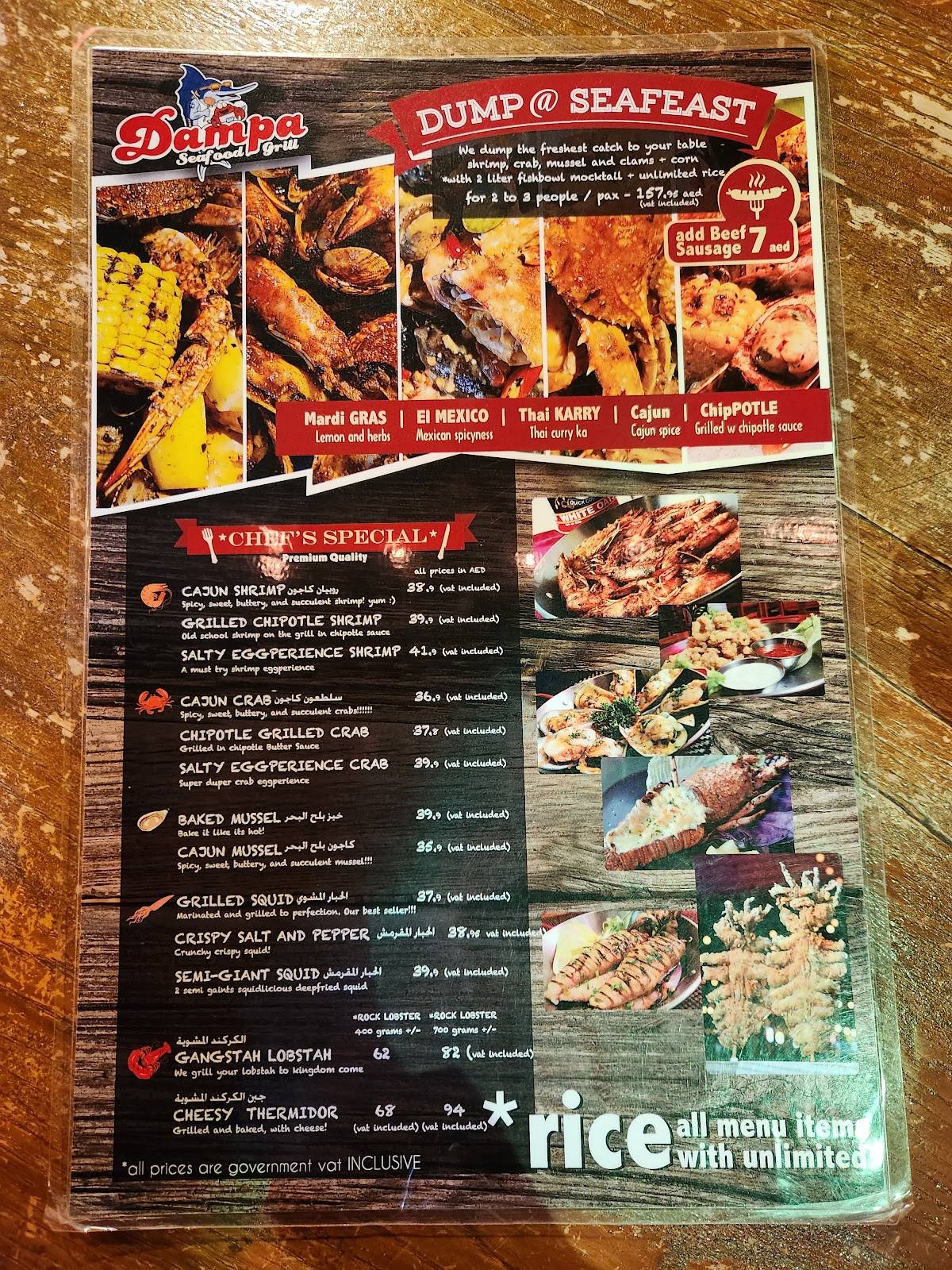 Menu at Dampa Seafood Grill - Abu Dhabi restaurant, Abu Dhabi, Fatma ...