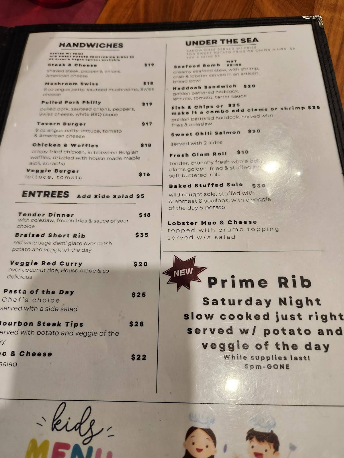 Menu at Dockside Inn and Tavern restaurant, Greenville