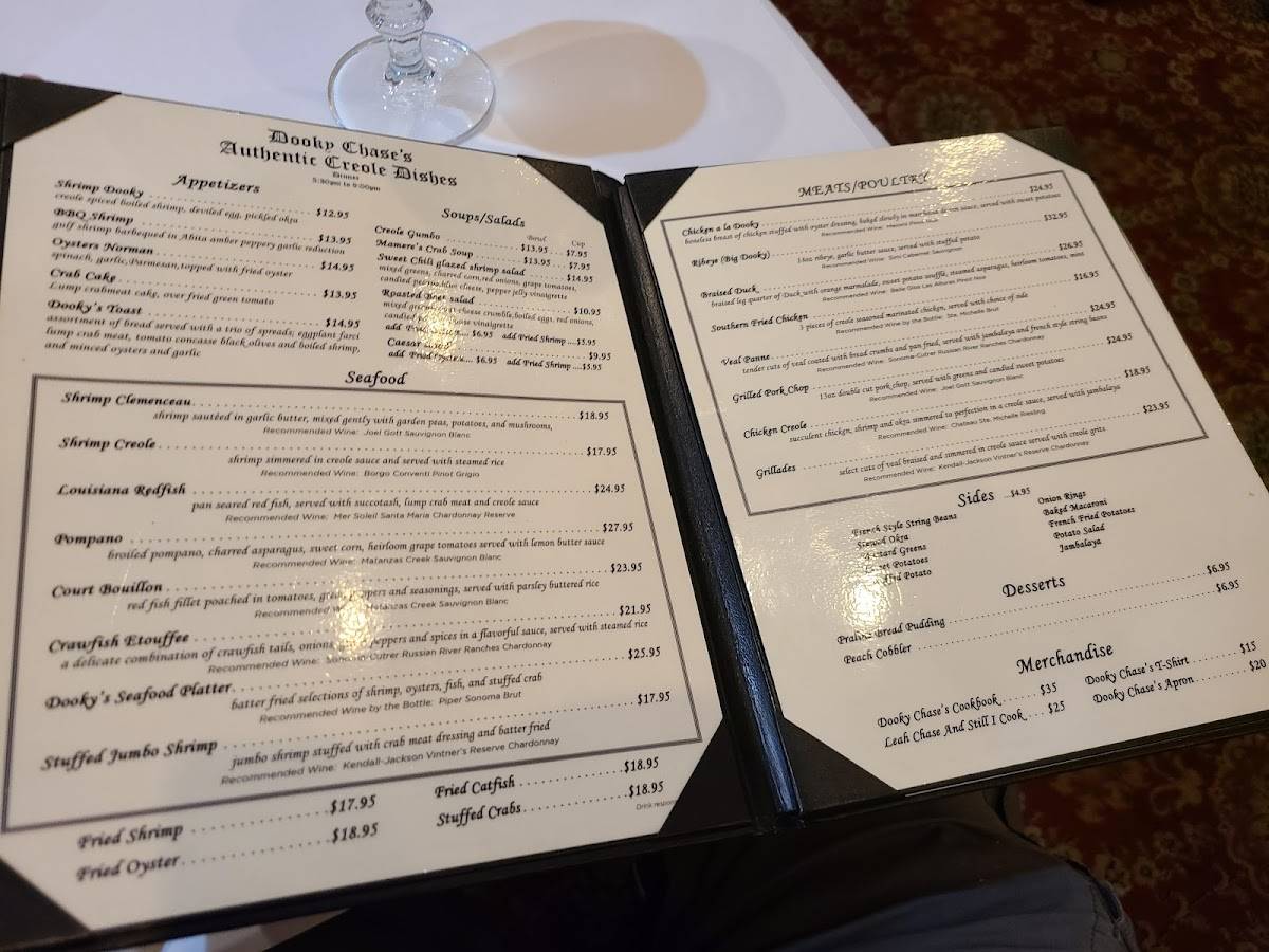 Menu at Dooky Chase Restaurant, New Orleans