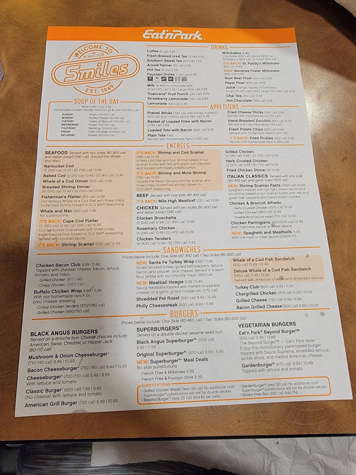 Menu at Eat'n Park restaurant, Cranberry Township