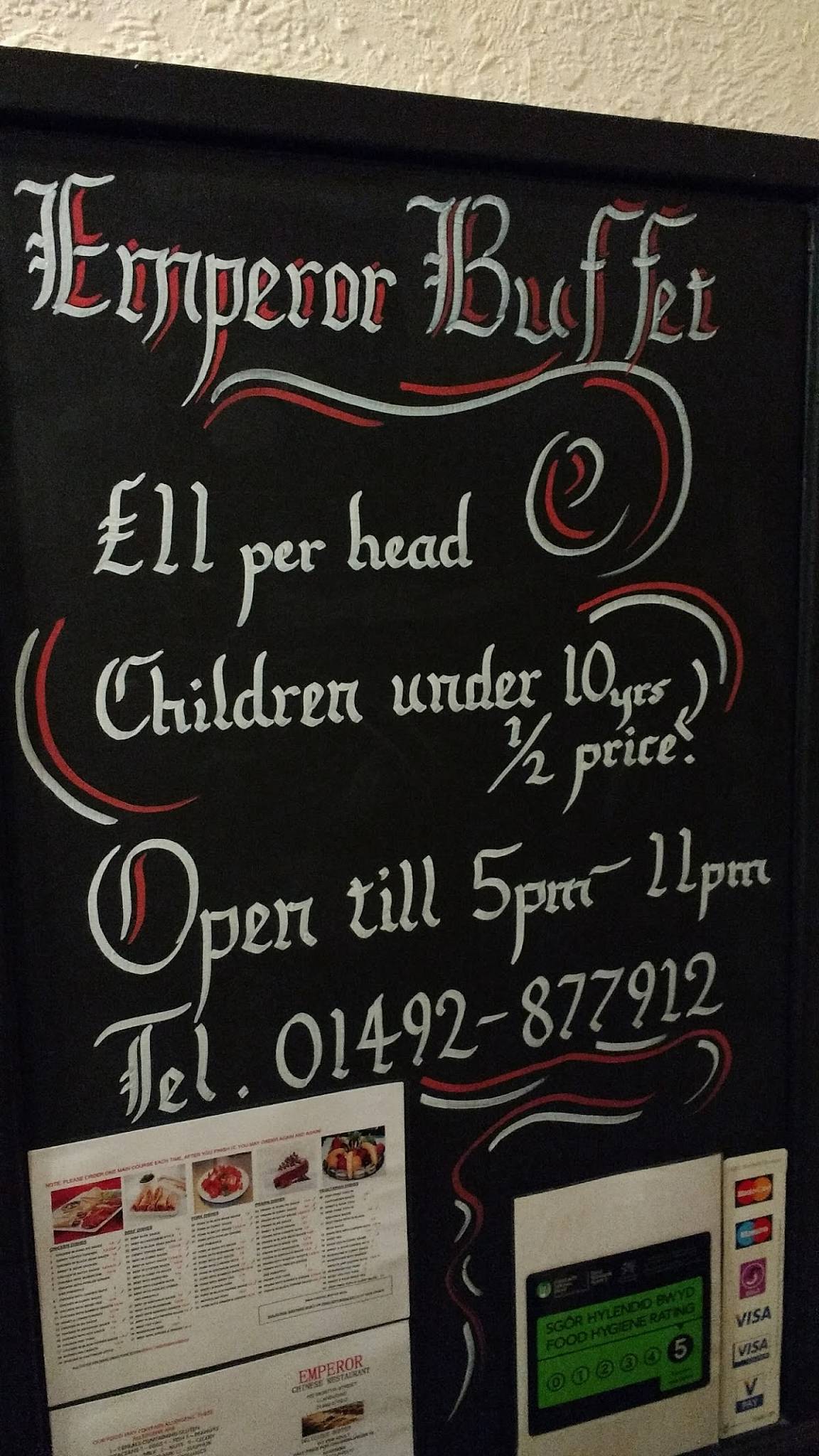 Menu at Emperor Chinese Restaurant, Llandudno