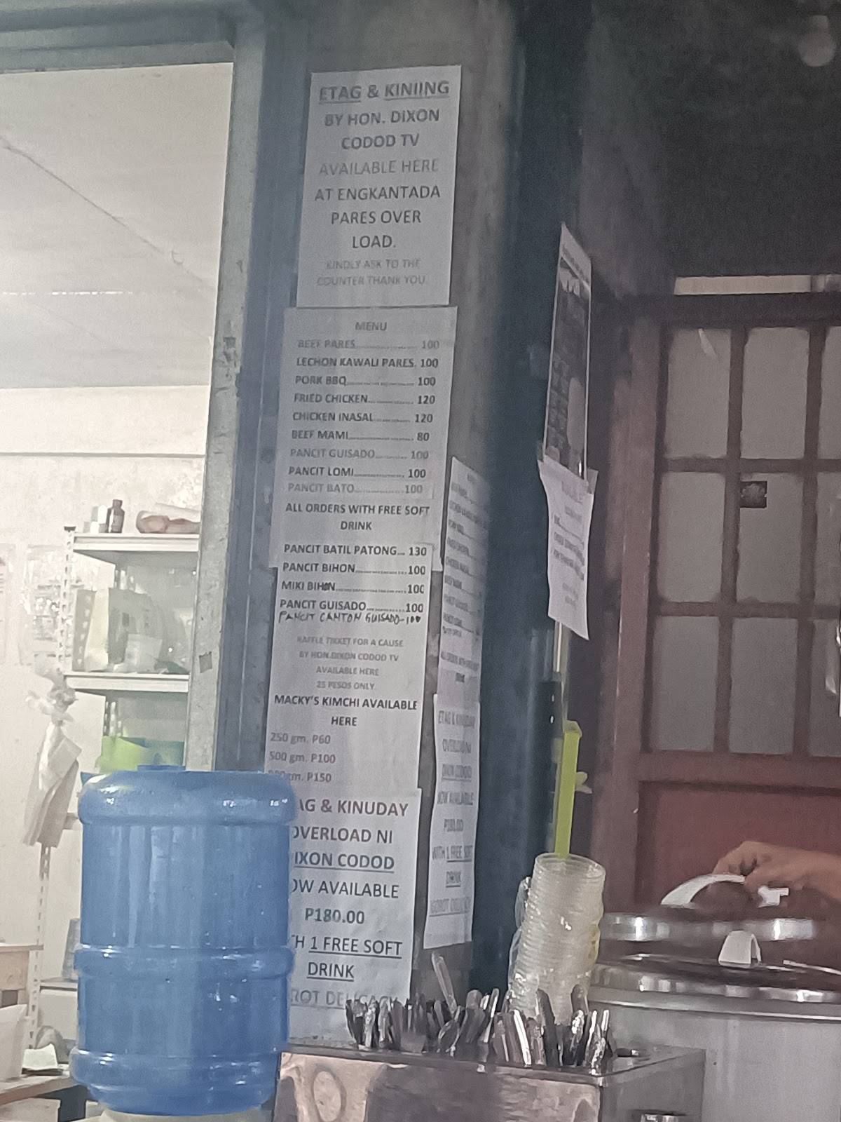 Menu at Engkantada Unli Pares Overload restaurant, Baguio