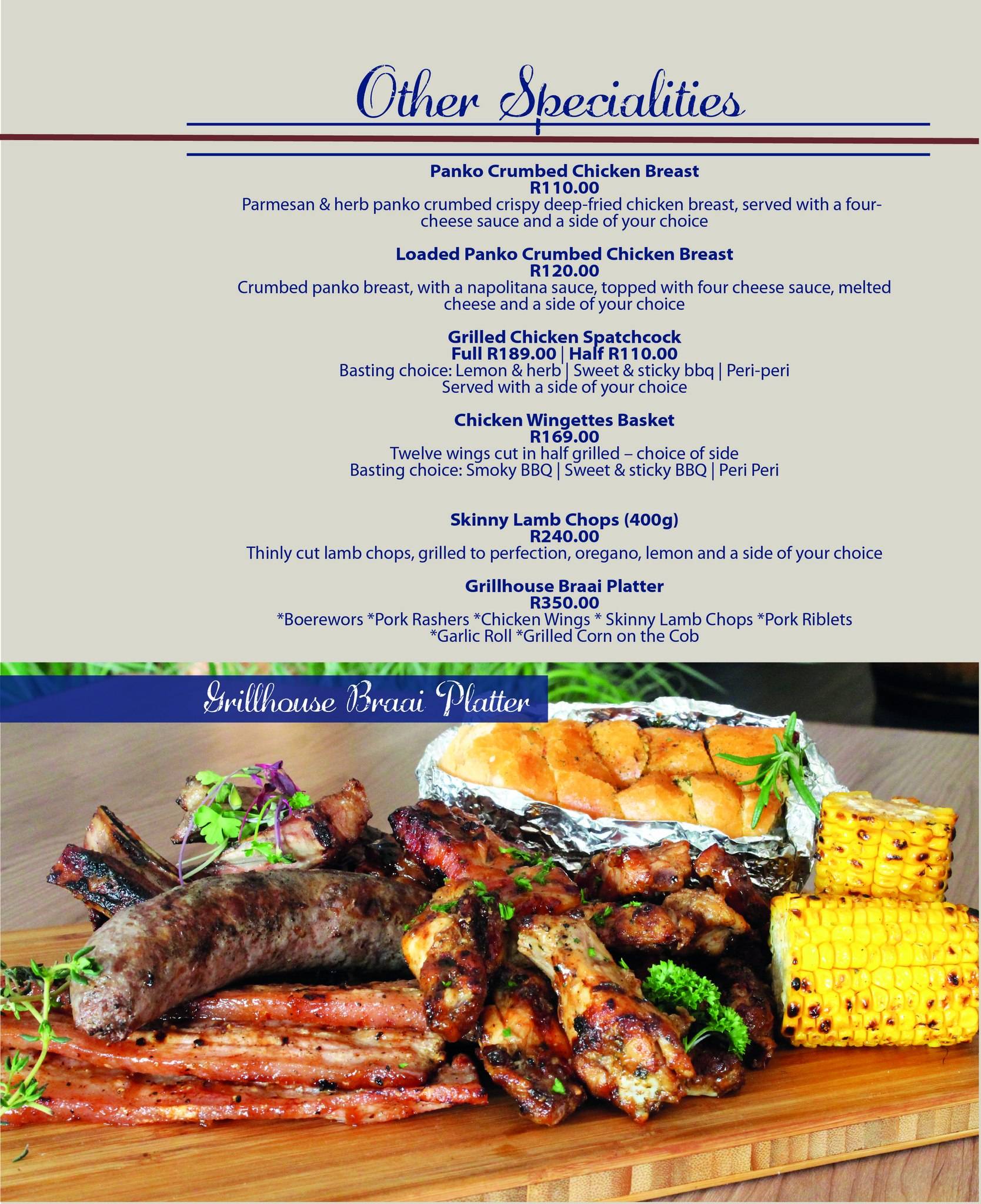Menu at Farm 'n Sea Grillhouse restaurant, Vanderbijlpark