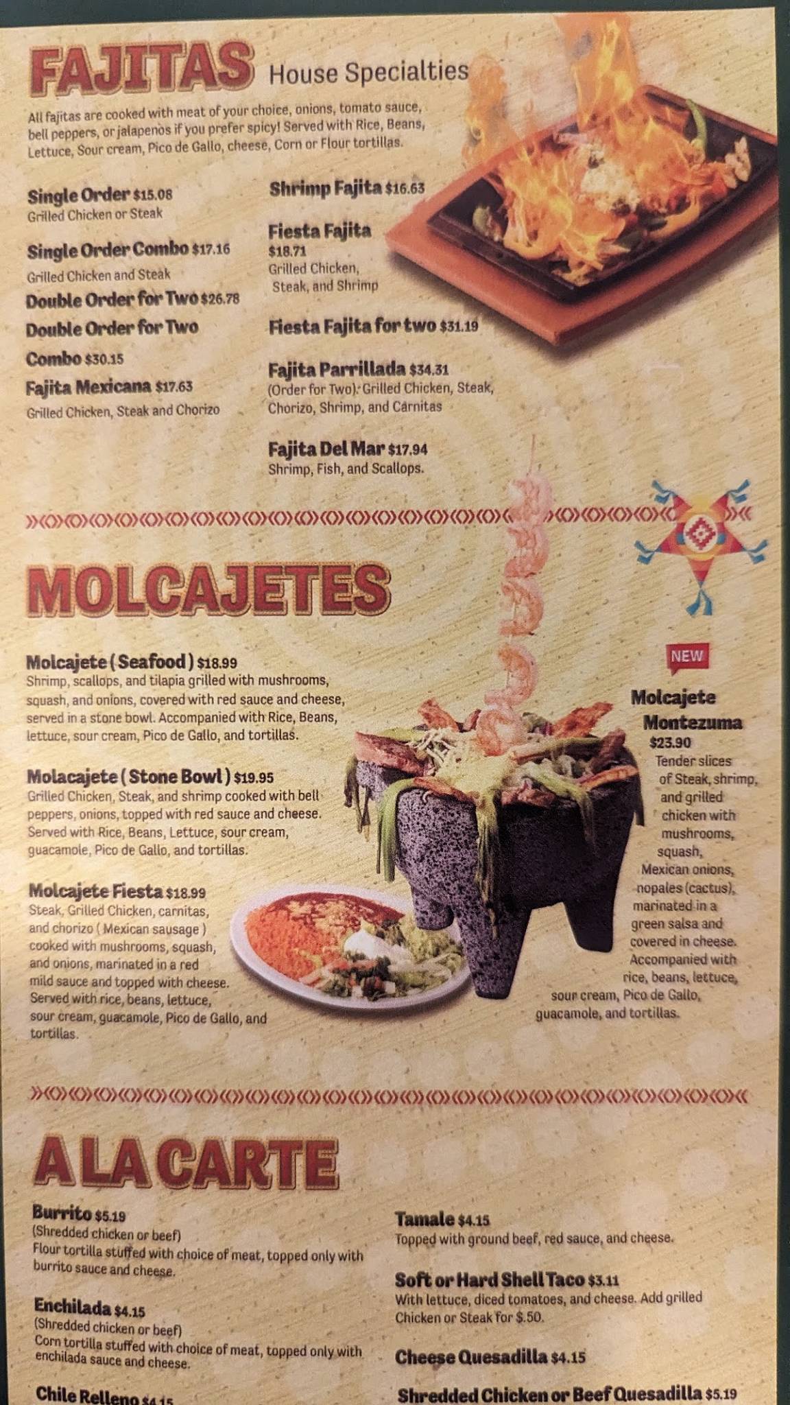 Menu at Fiesta Brava restaurant, Fergus Falls