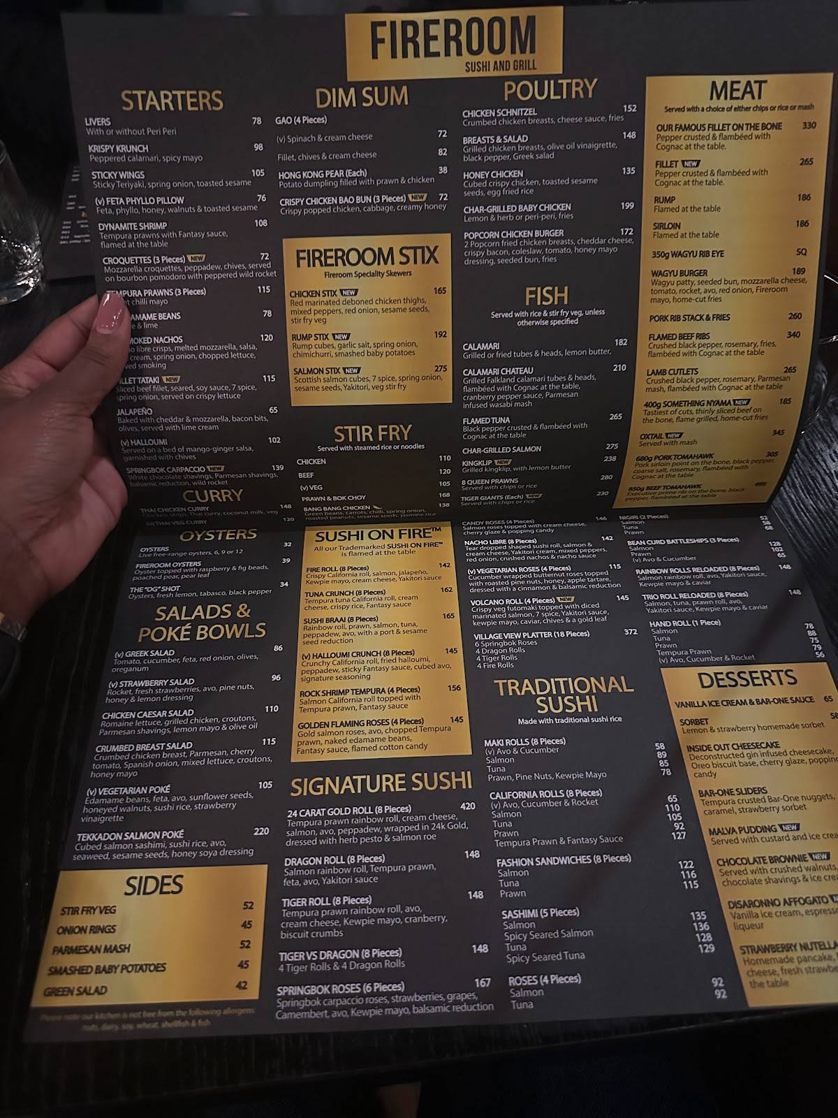 Menu at Fireroom Bedfordview restaurant, Johannesburg, Village View ...