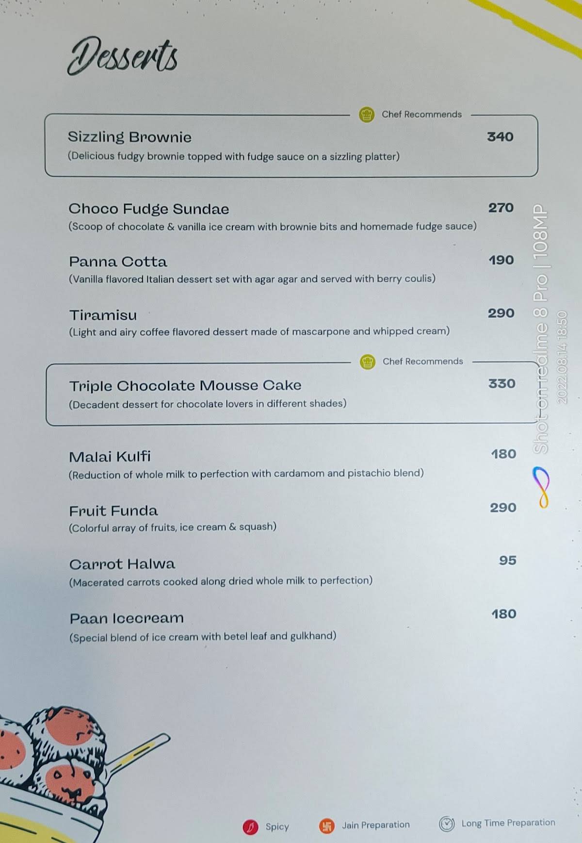 Menu at Food nirvana, Chennai, Marshall