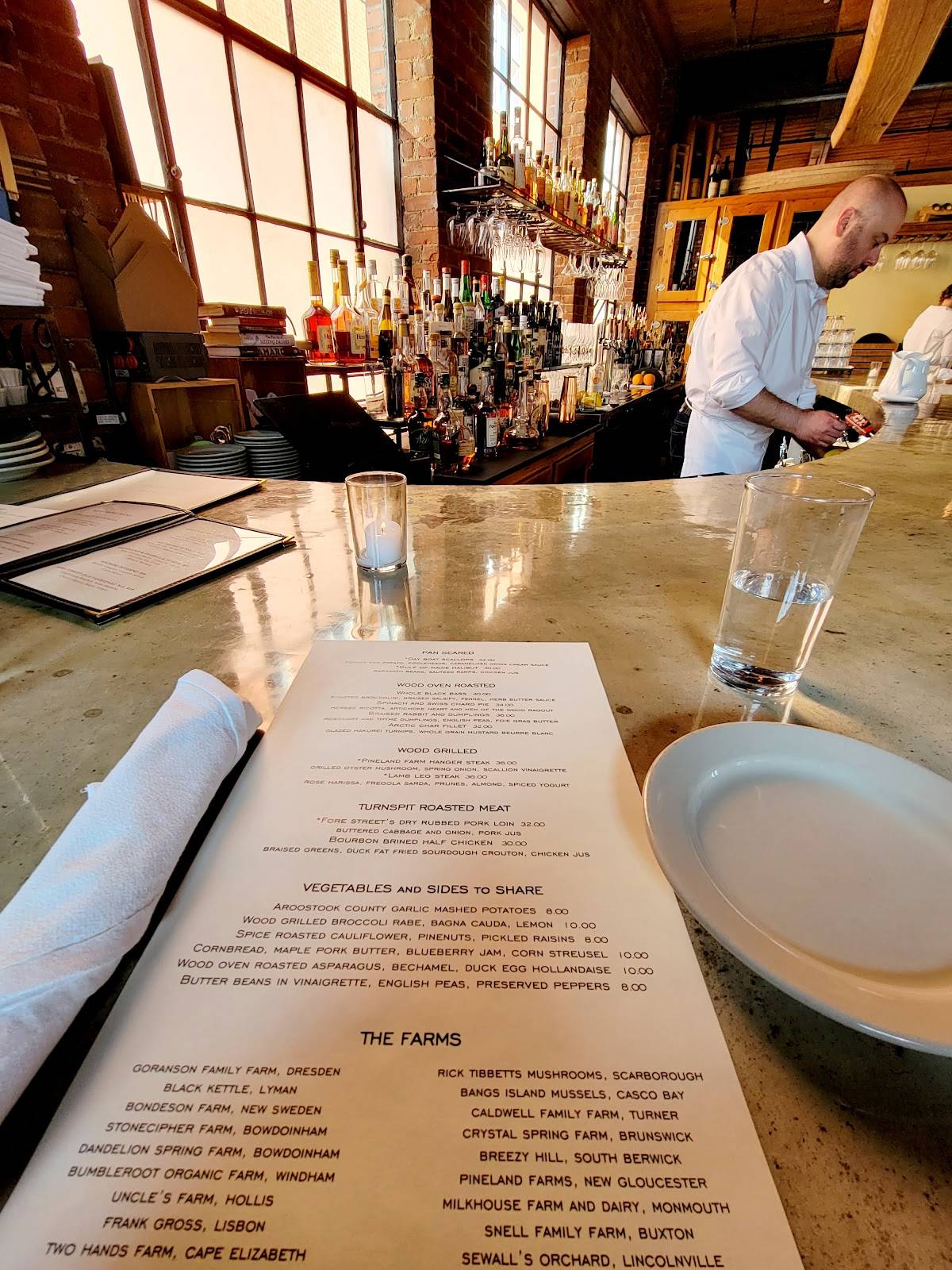 Menu at Fore Street Restaurant, Portland
