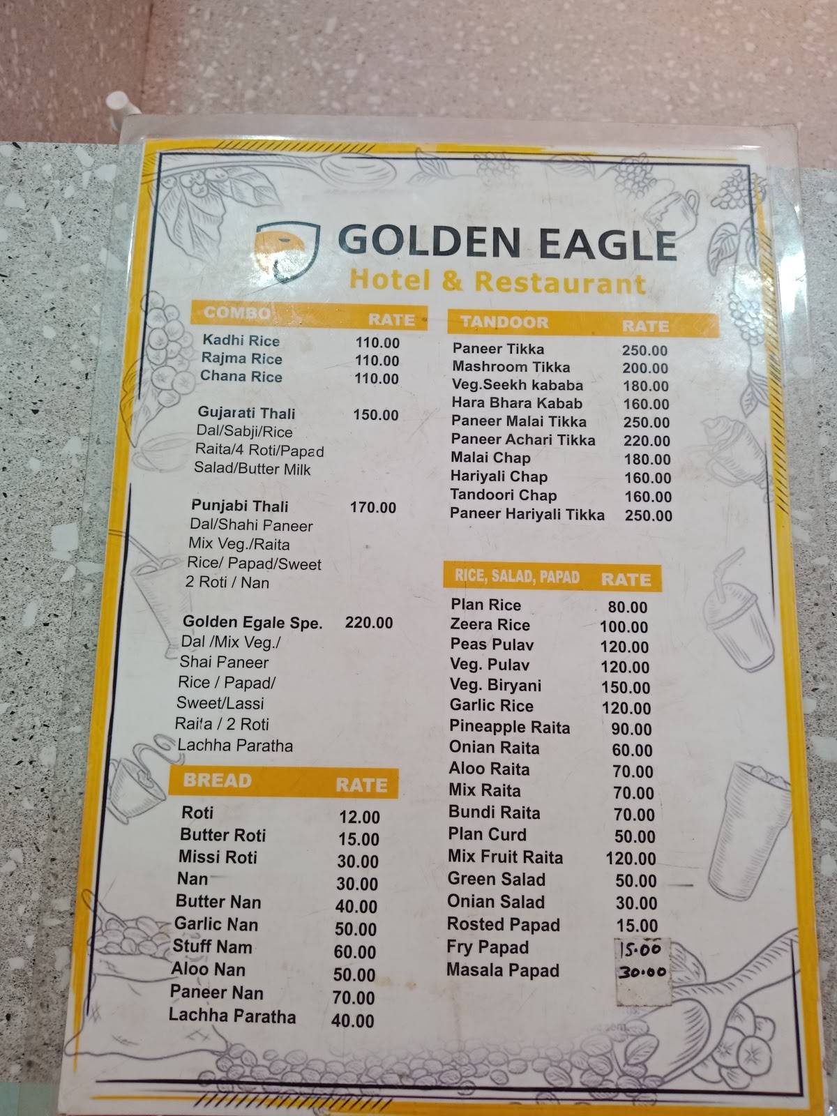 Menu at GOLDEN EAGLE HOTEL AND RESTAURANT, Bhachau
