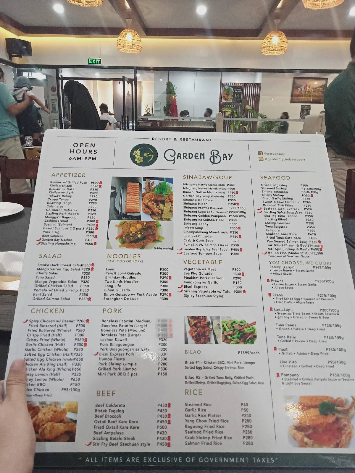 Menu at Garden Bay Restaurant & Resort, Davao City