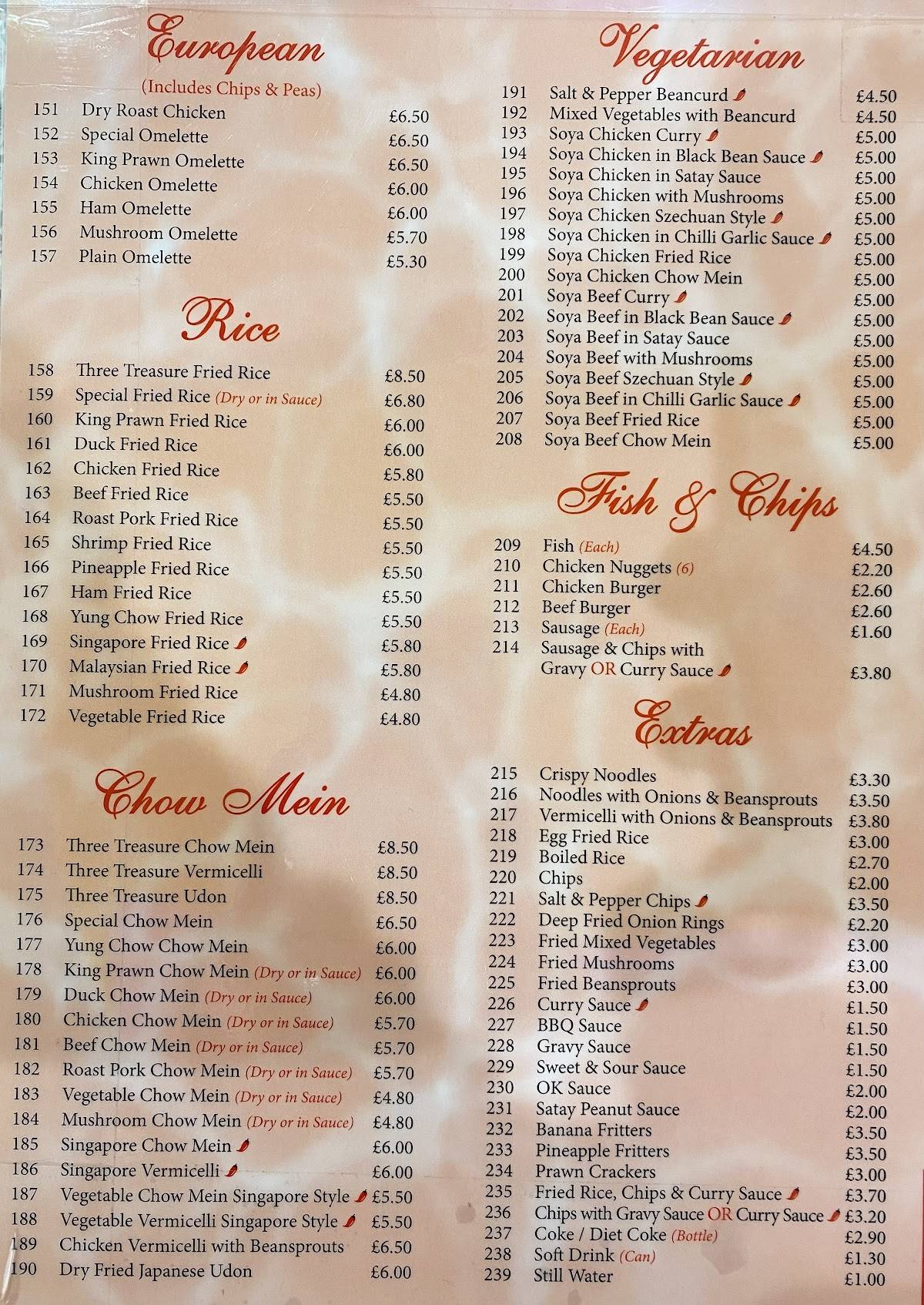 Menu at Garden Of Eden restaurant, Morecambe
