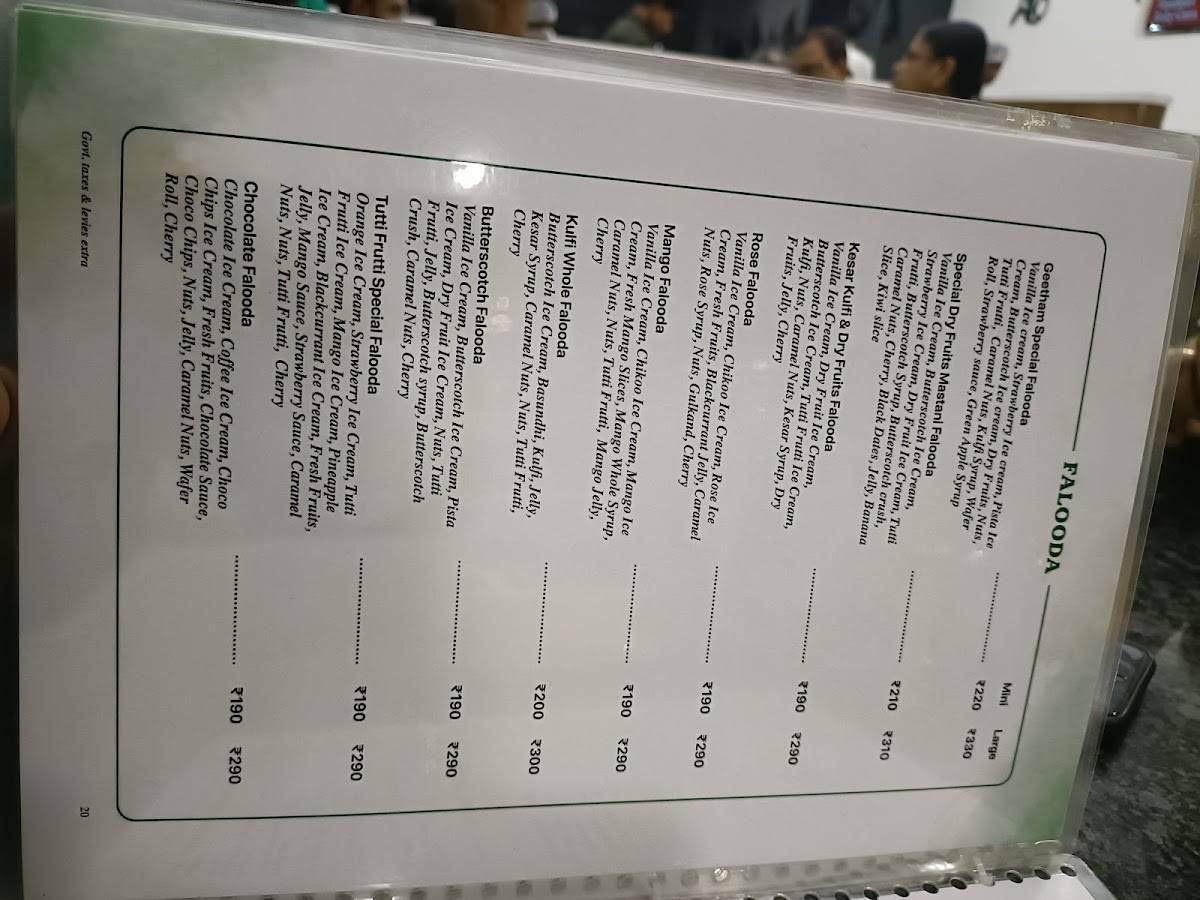 Menu at Geetham Veg Restaurant, Chennai, Thirushoolam